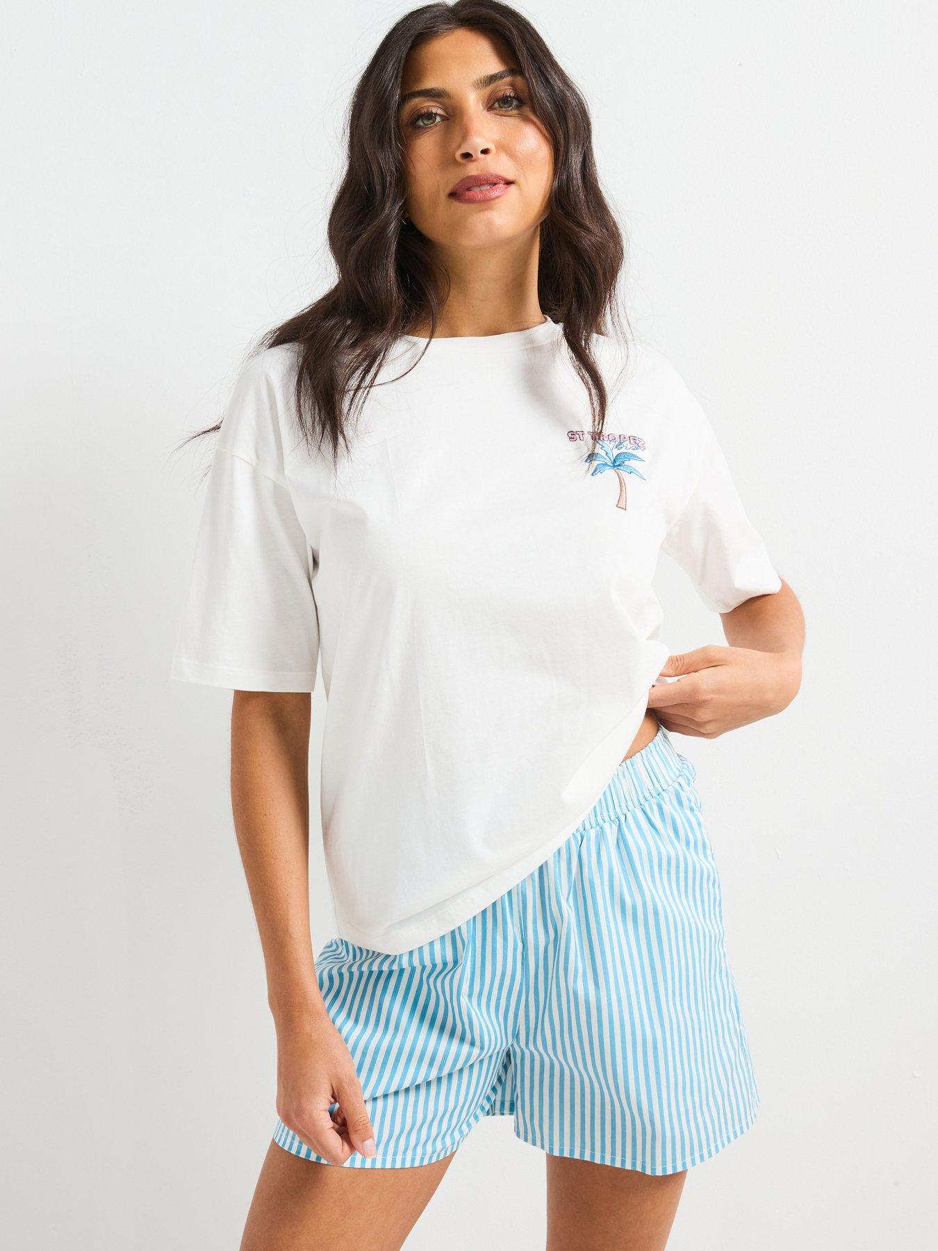 V by Very Boxer Short And Printed Back T-Shirt Pyjamas - Multi | Very