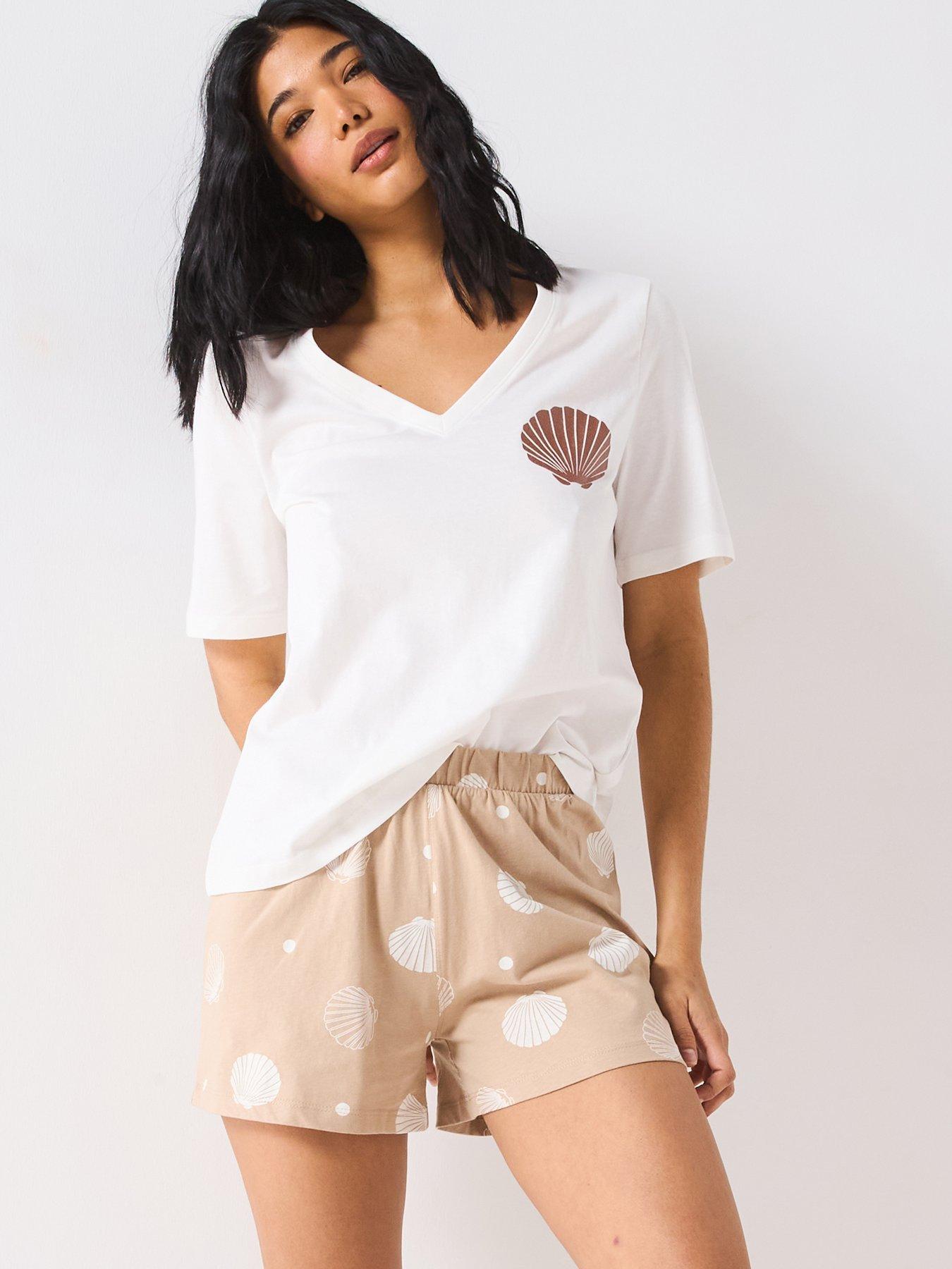 Everyday Shell Foil Print Short Pj Set - White | Very