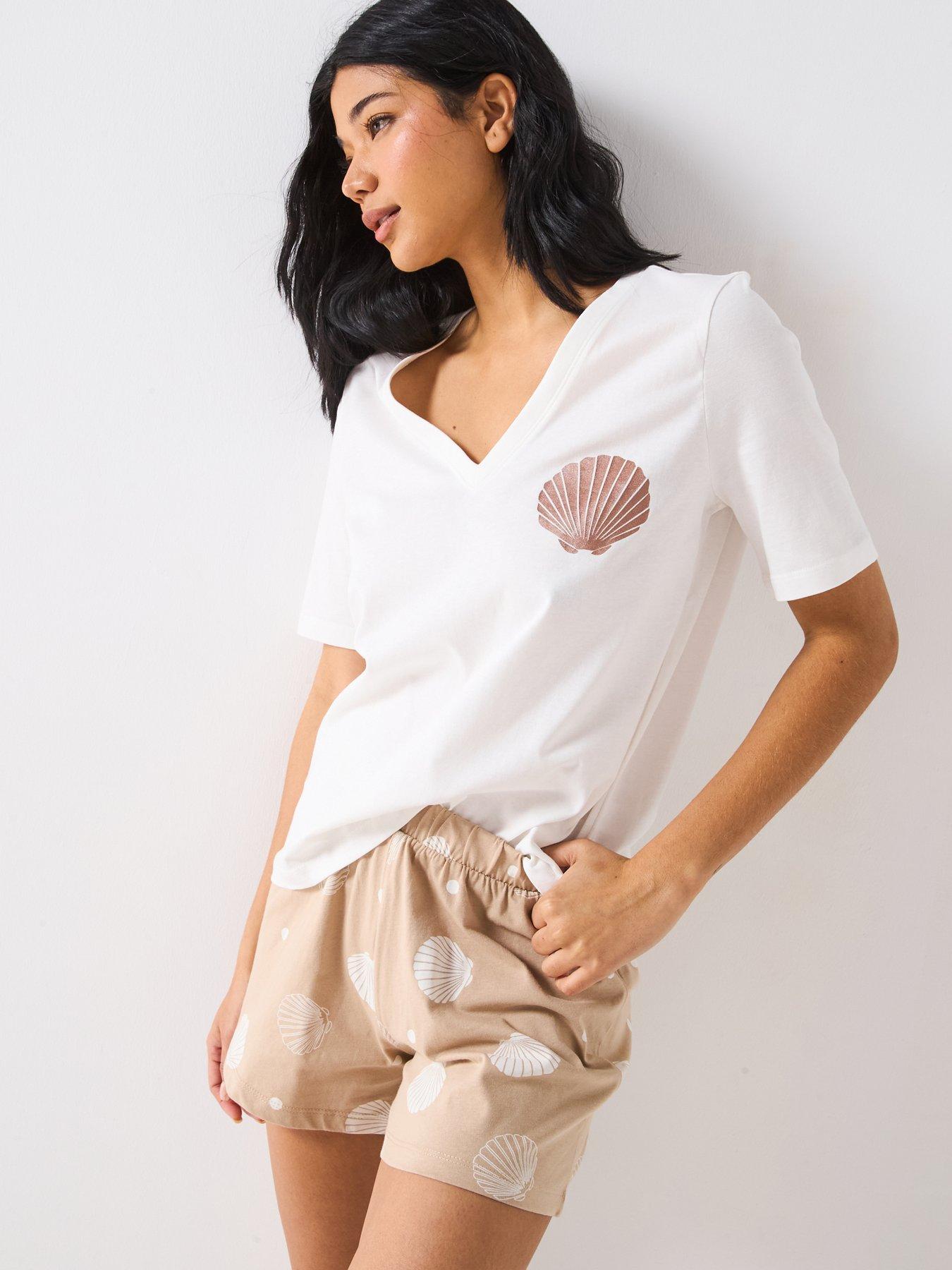 Everyday Shell Foil Print Short Pj Set - White | Very