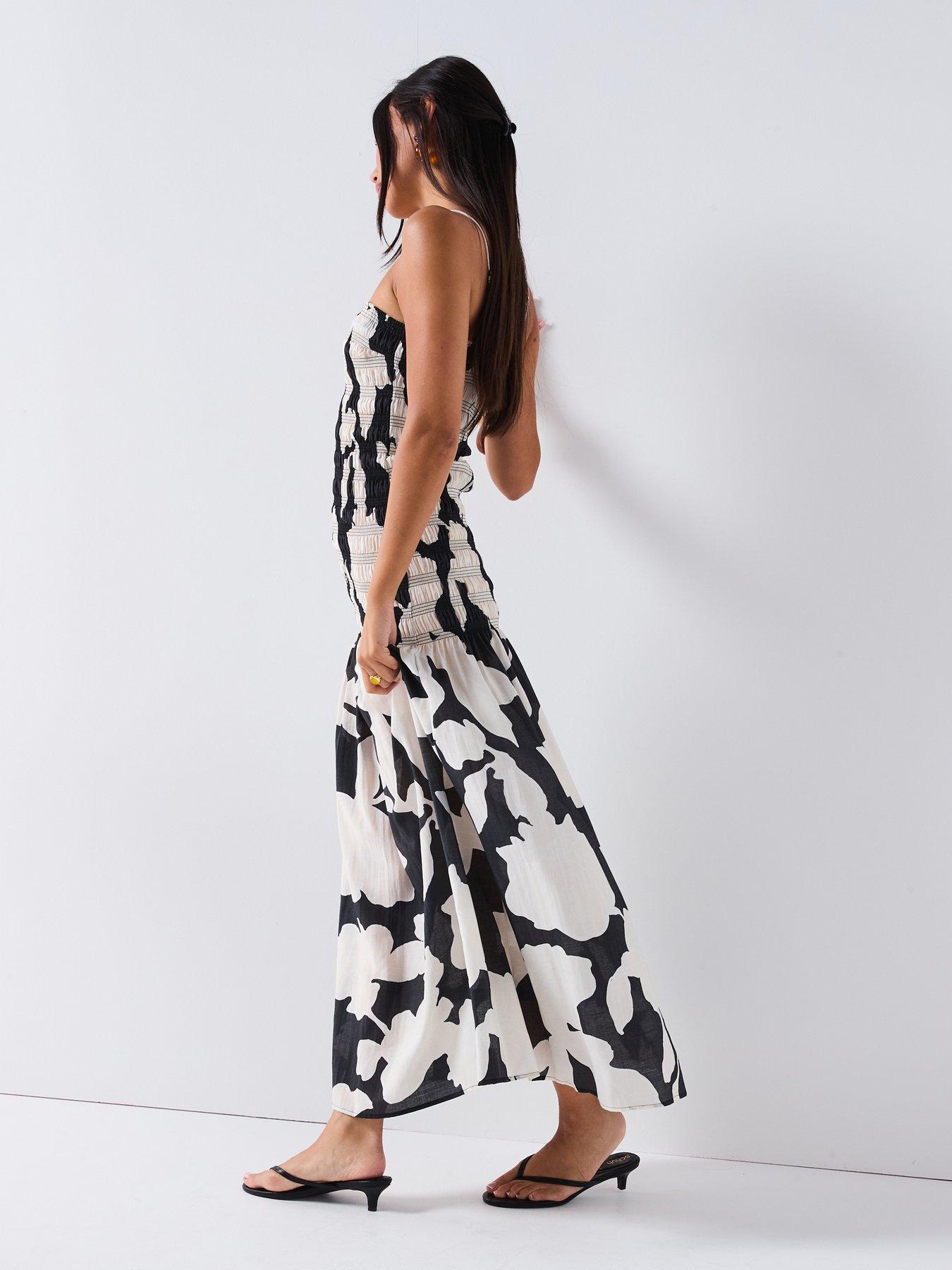 V by Very Dropped Waist Floral Midi Dress - Print | Very