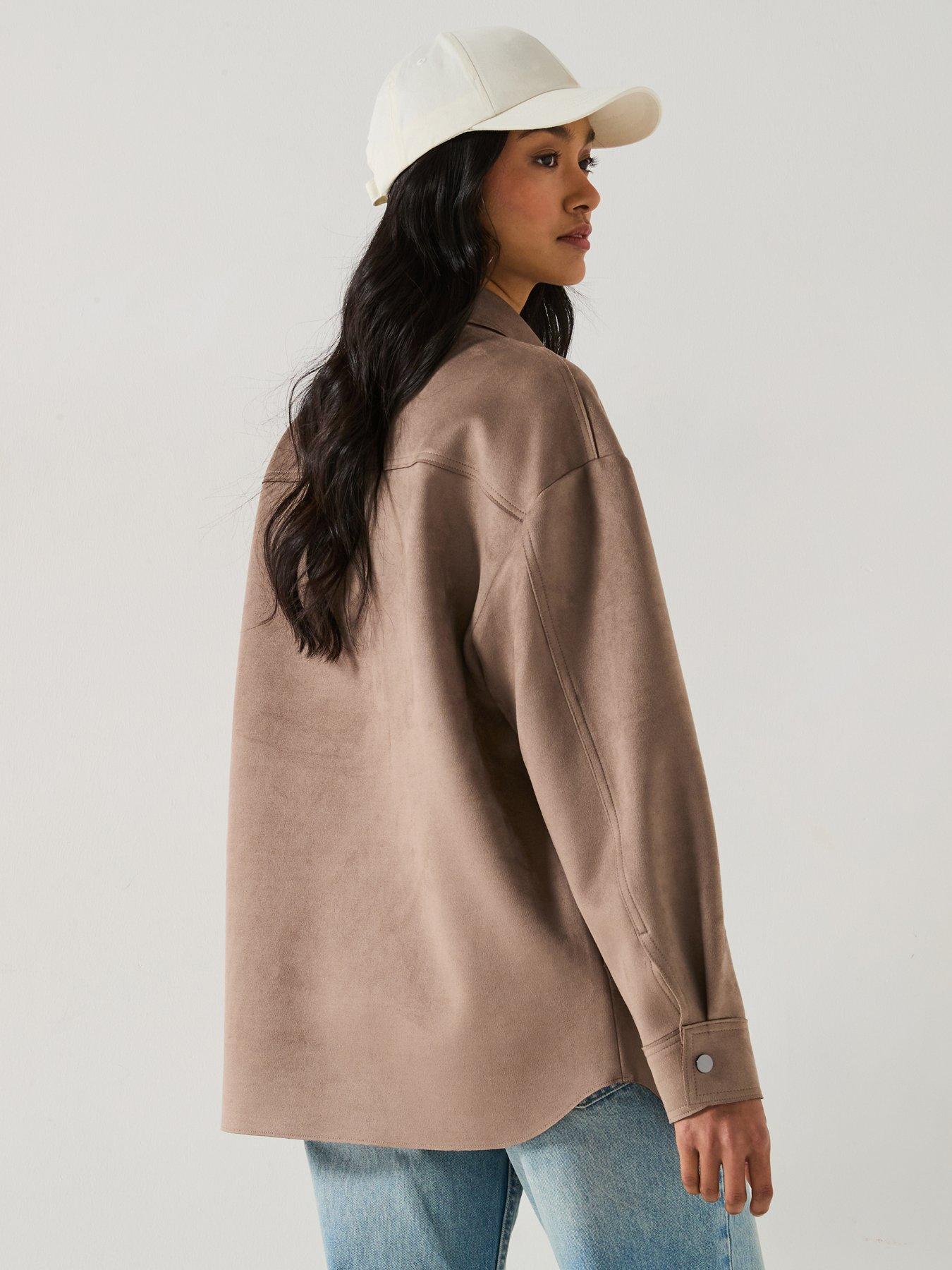 V by Very Suedette Shacket - Stone | Very