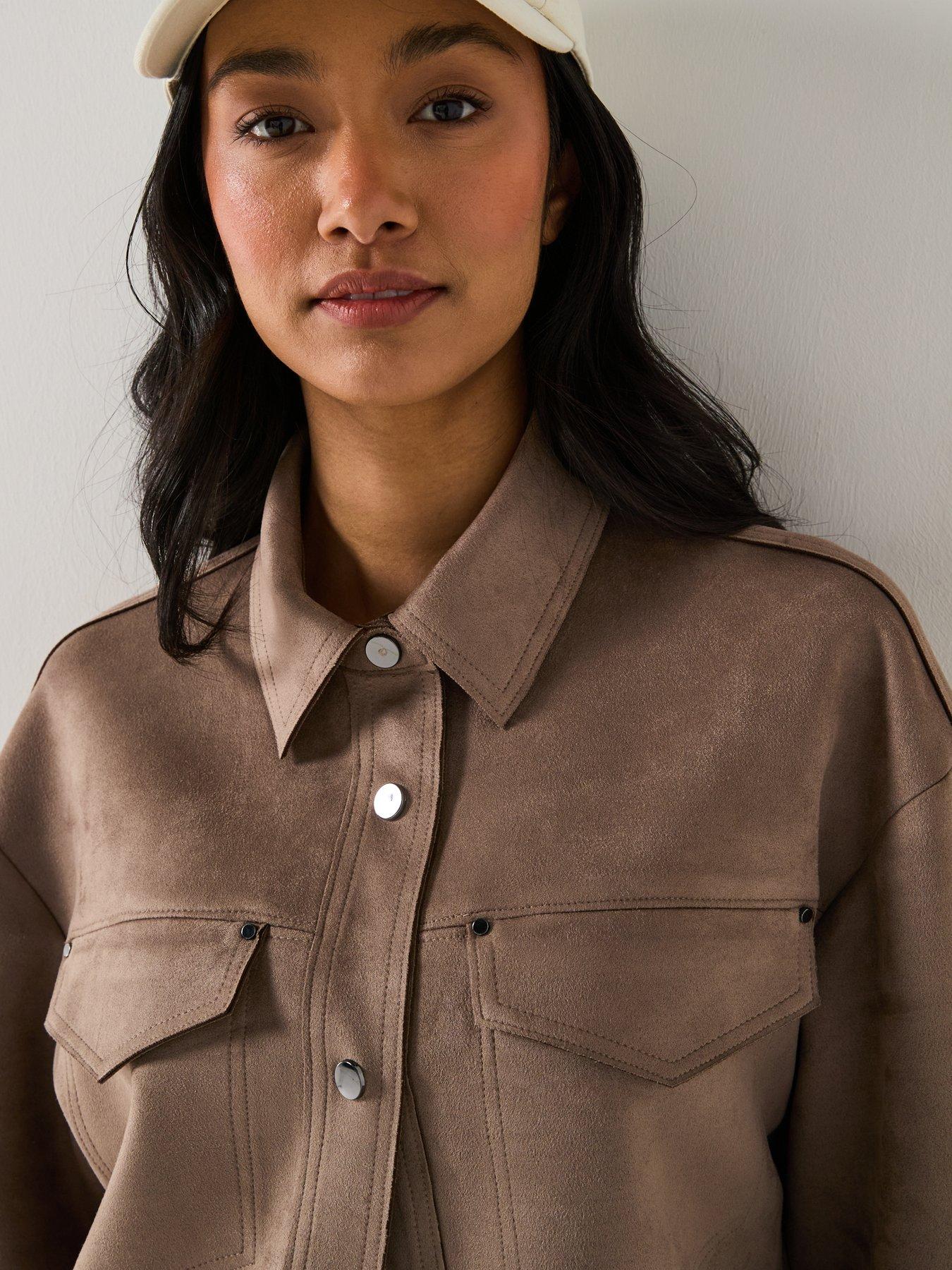 V by Very Suedette Shacket - Stone | Very