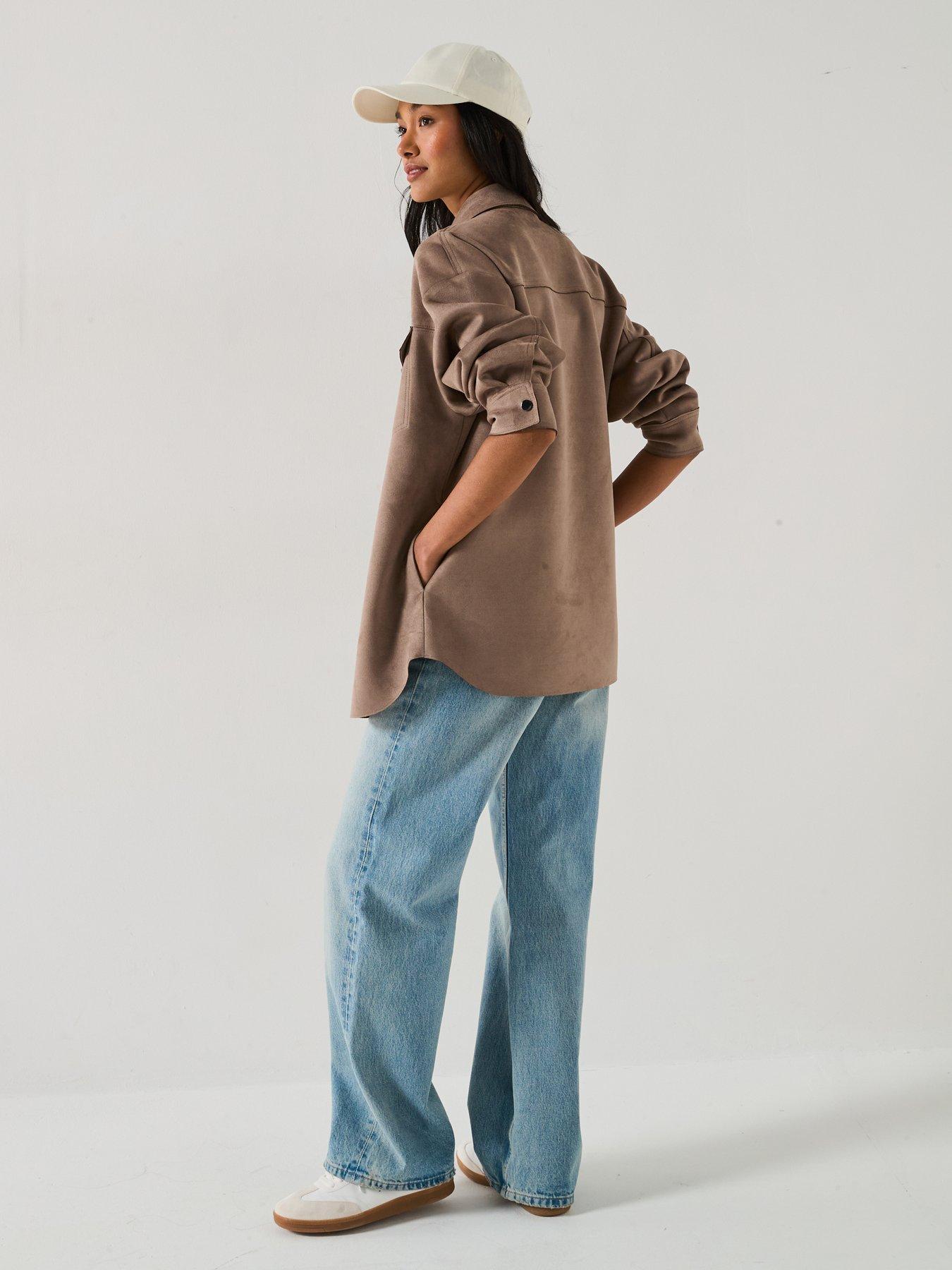 V by Very Suedette Shacket - Stone | Very