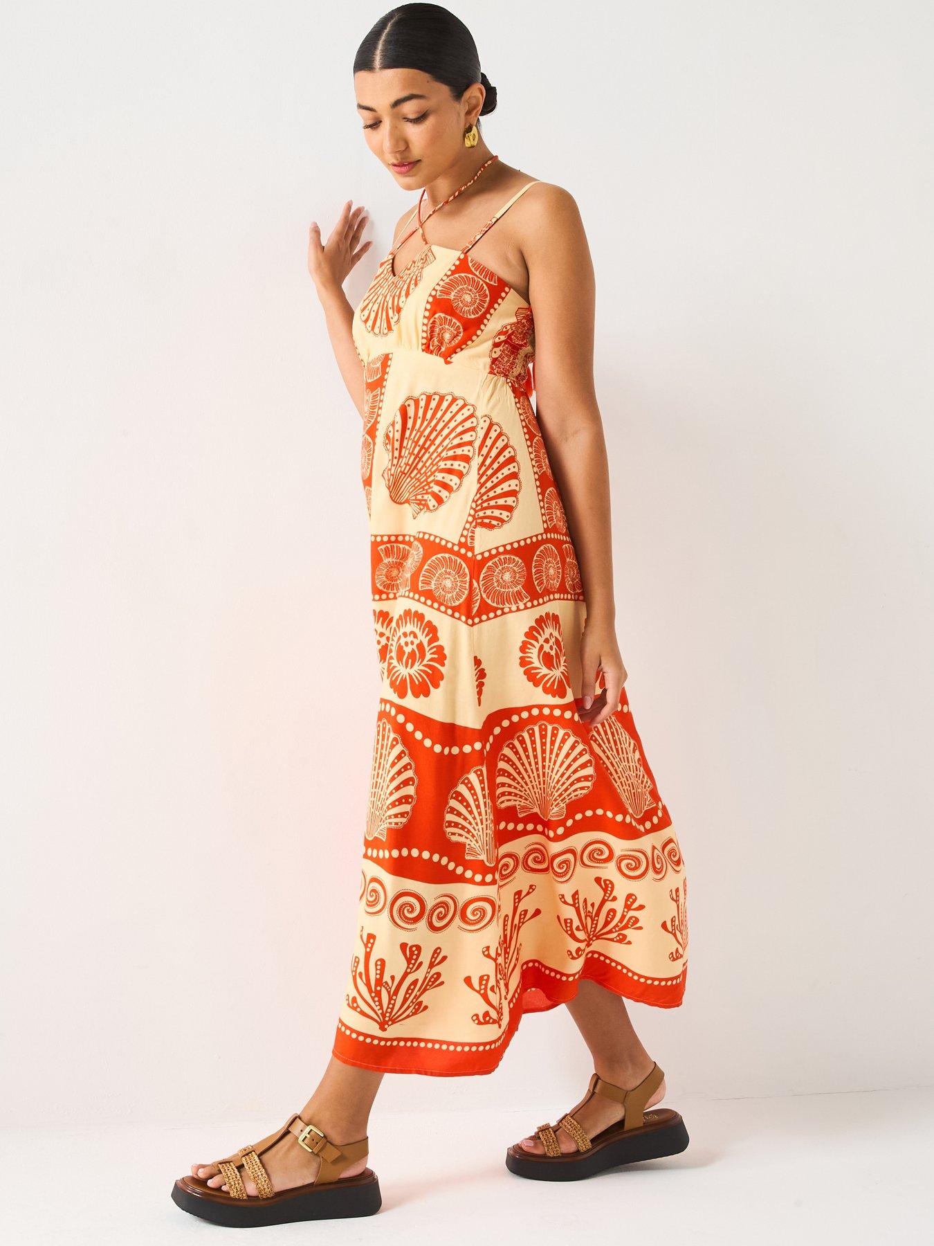 V by Very Shell Printed Midi Dress - Print | Very