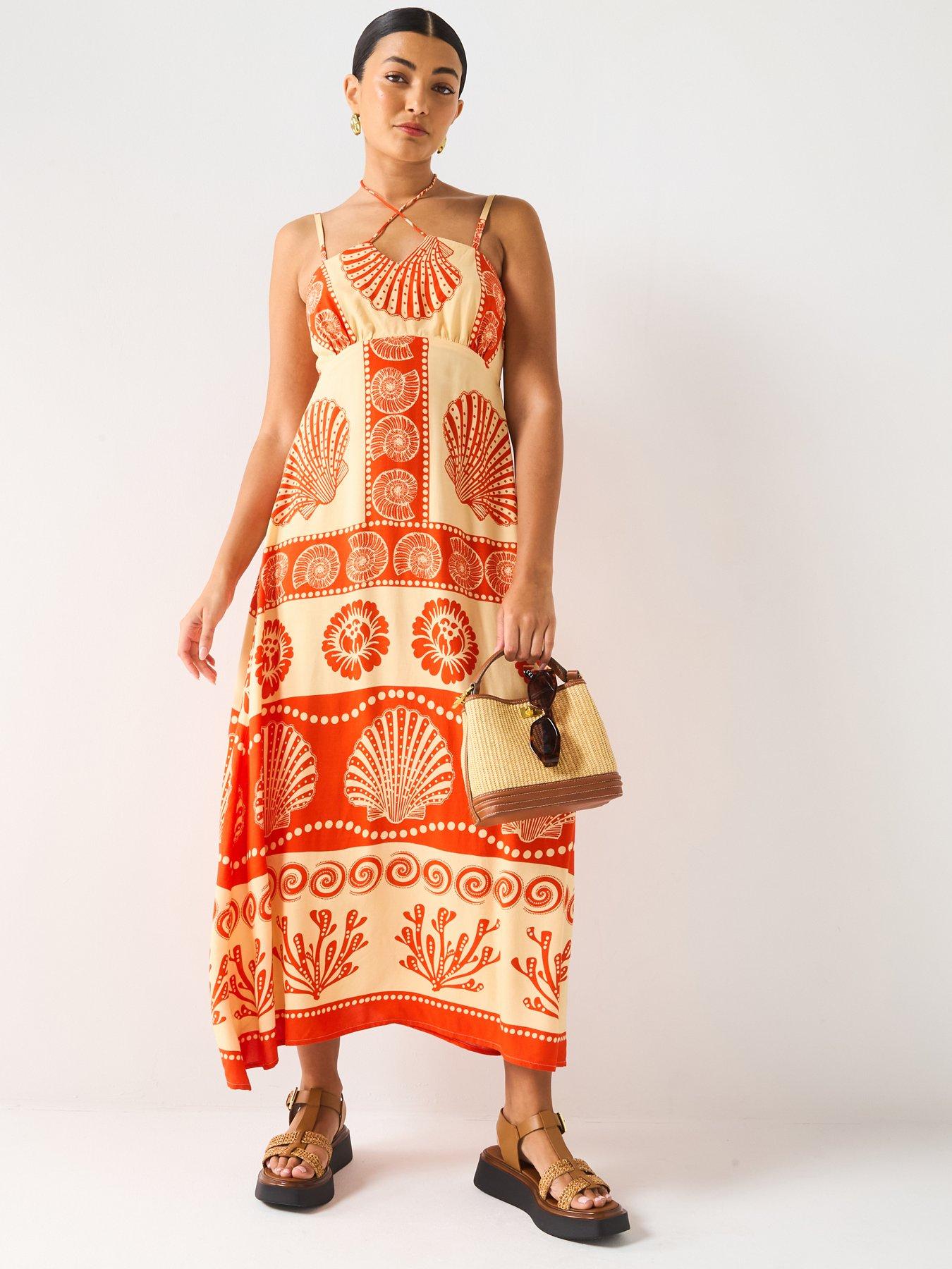 V by Very Shell Printed Midi Dress - Print | Very