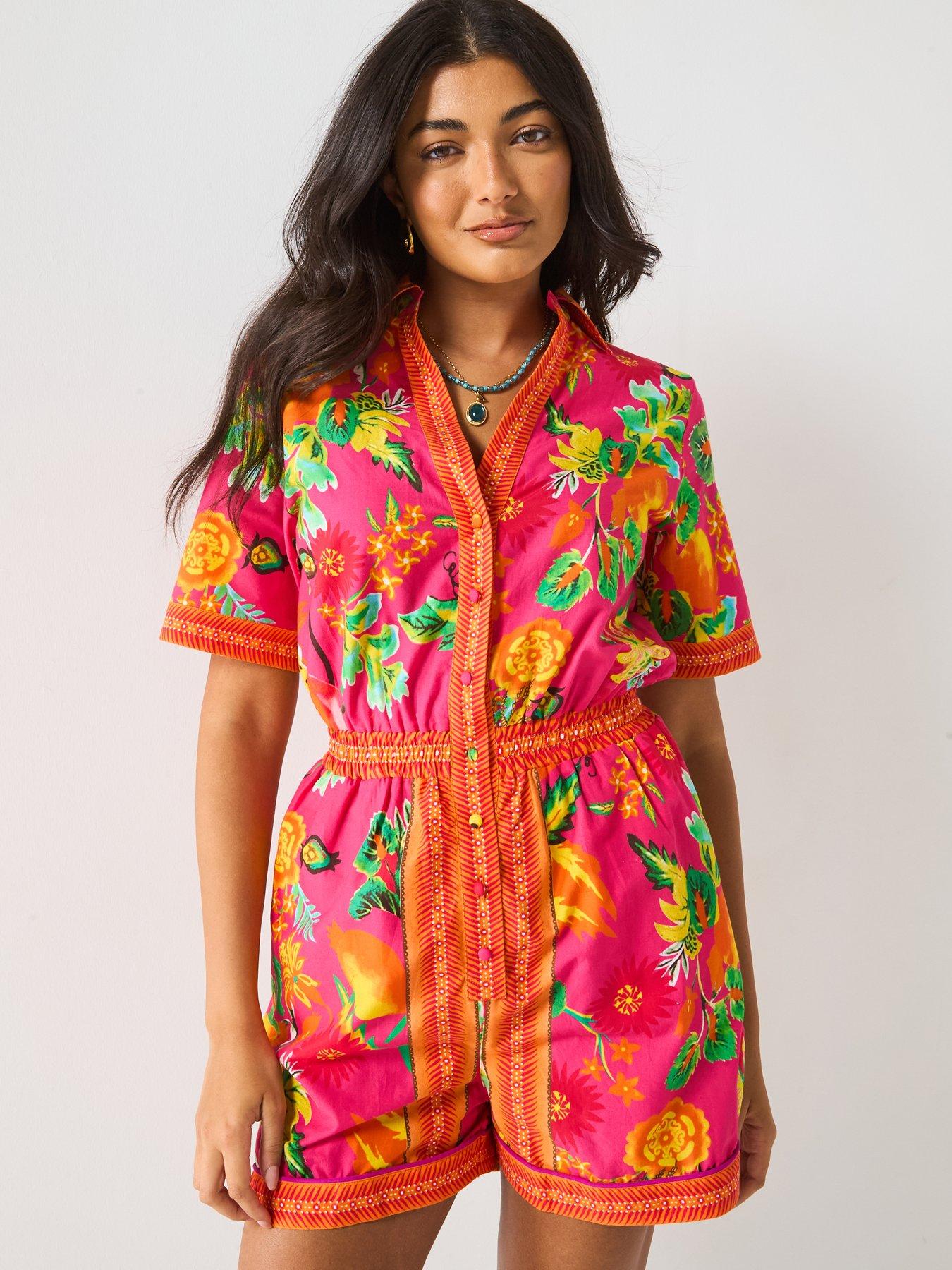 V by Very Printed Playsuit - Pink | Very