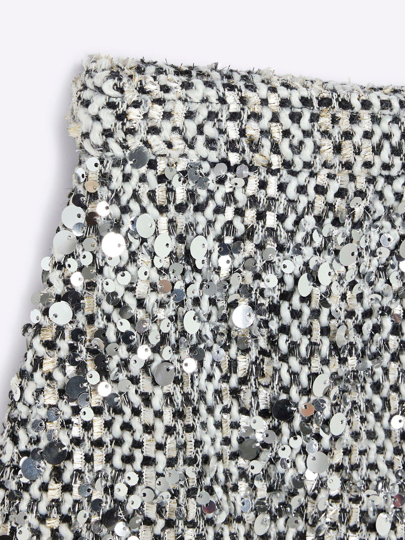 River Island Girls Sequin Boucle Skirt - Black | Very