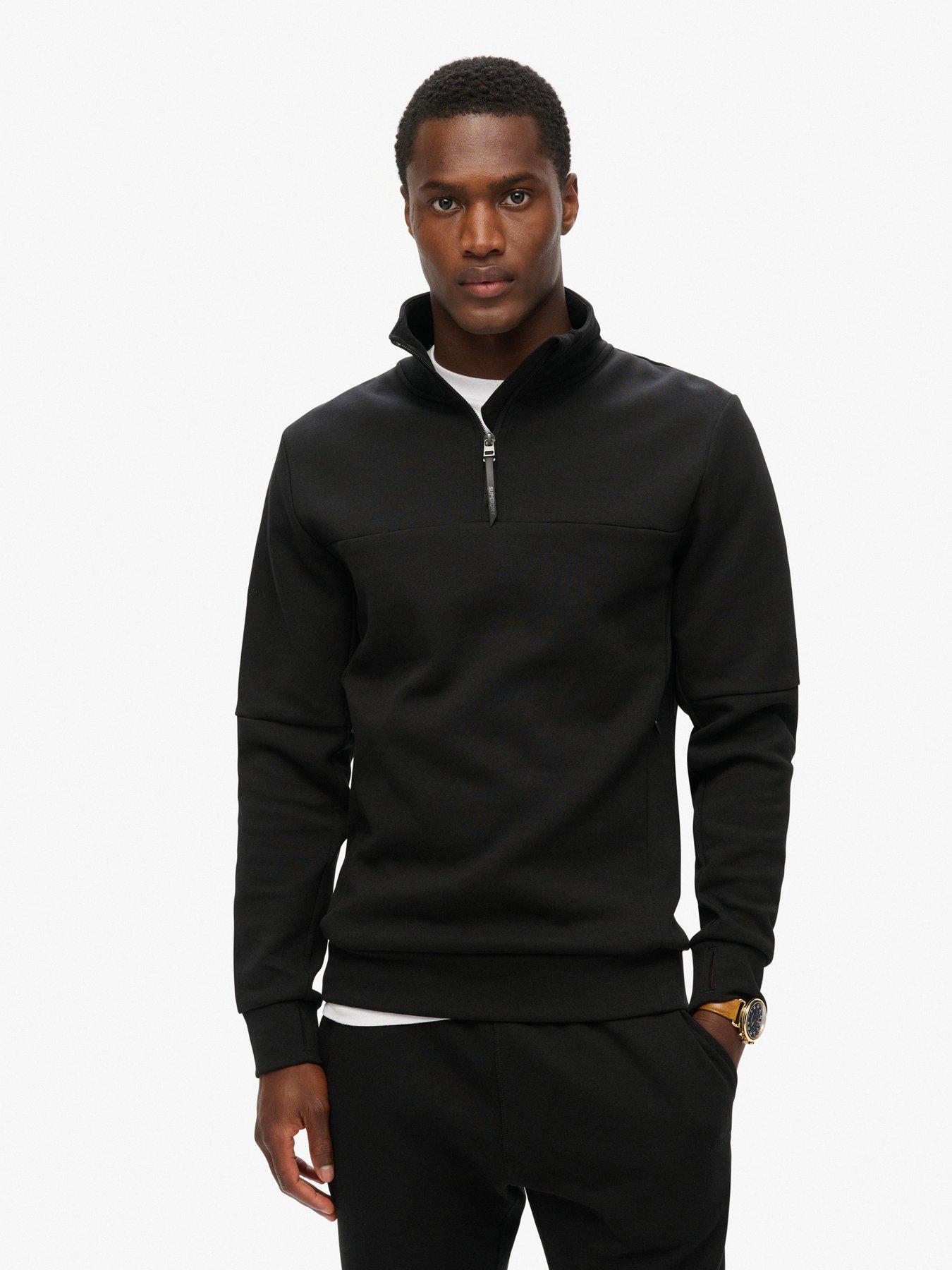 Superdry Code Tech Half Zip Sweatshirt - Black | Very