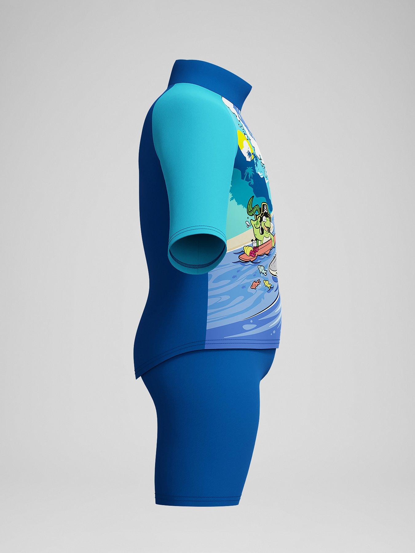 Speedo Boys Learn To Swim Sun Protection Top & Short - Blue | Very