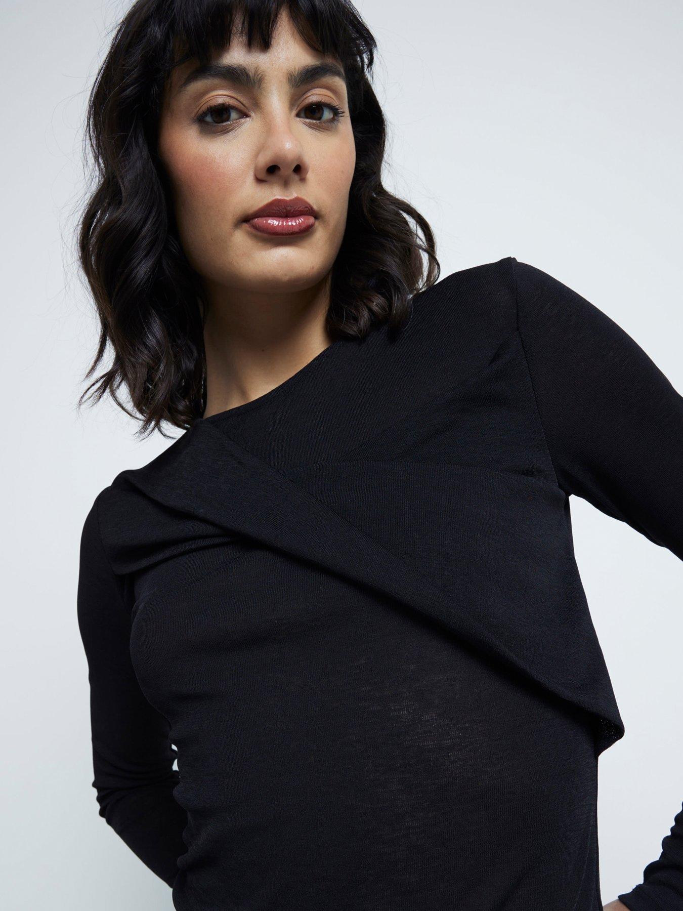 River Island Mesh Twist Top - Black | Very