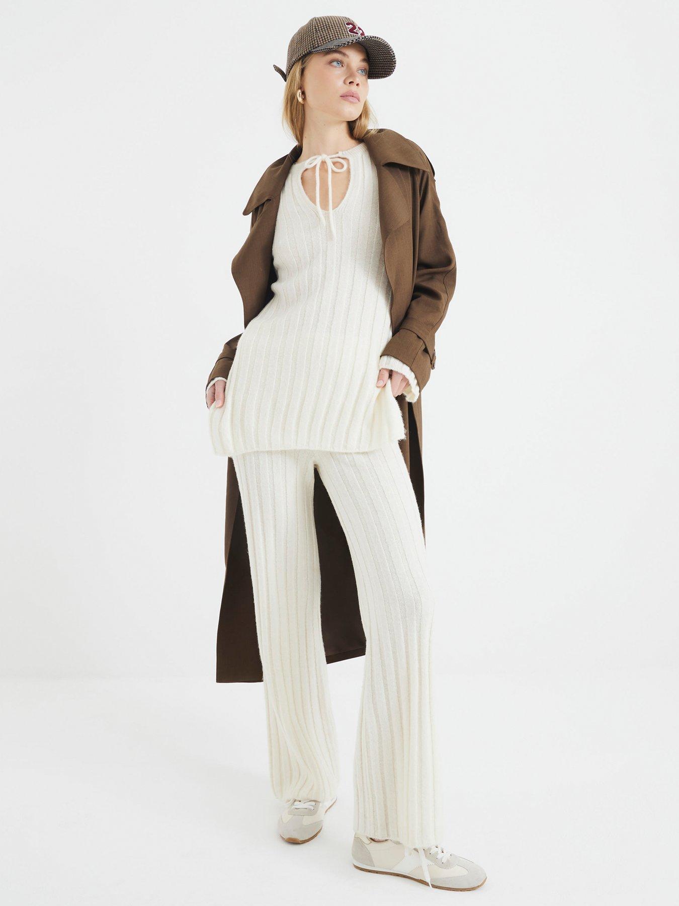 River Island Ribbed Flare Trouser - Cream | Very
