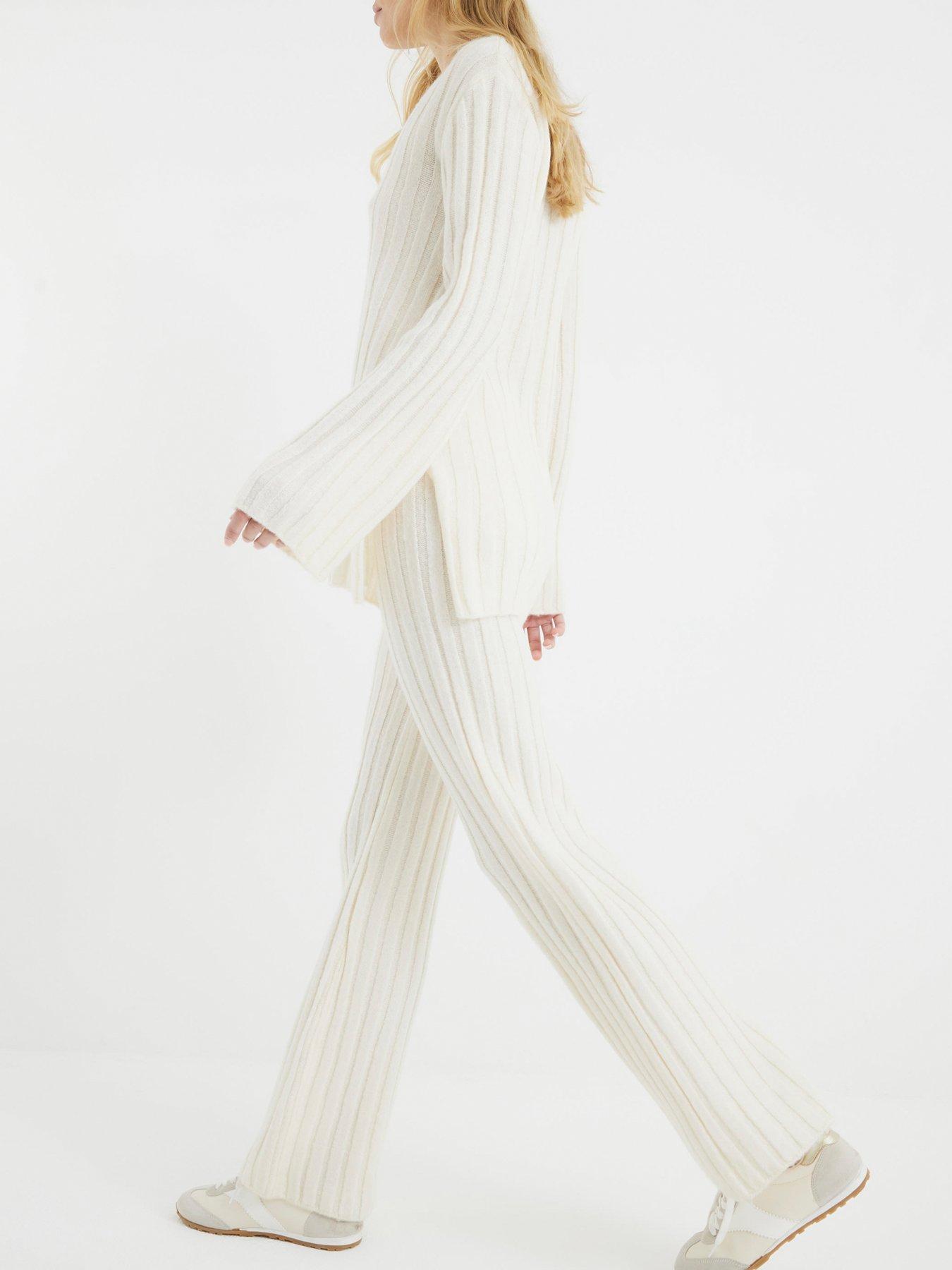 River Island Ribbed Flare Trouser - Cream | Very