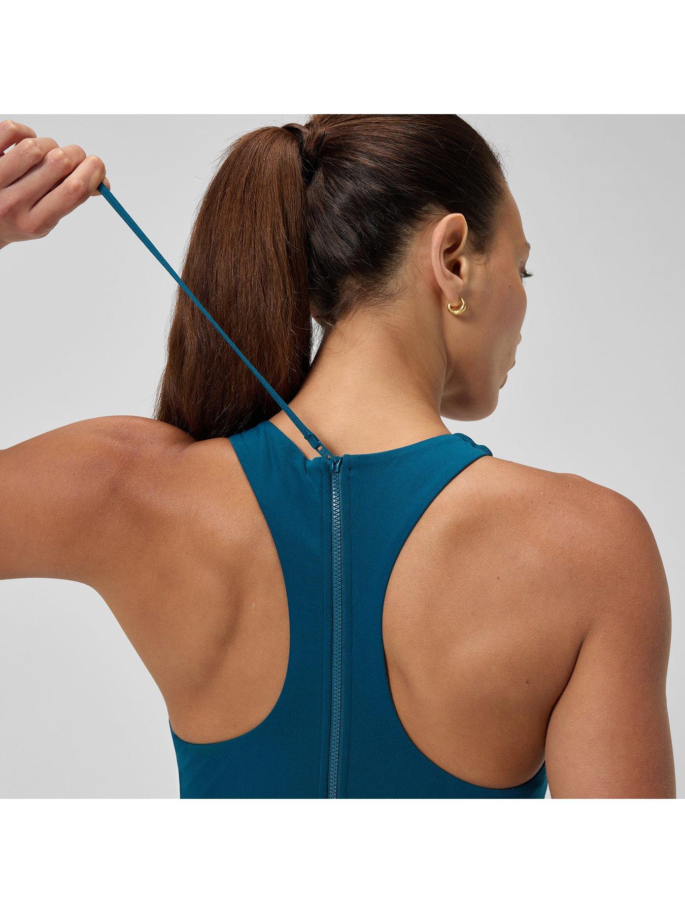 Speedo Womens Racer Zip Swimsuit With Built In Swim Bra - Blue | Very