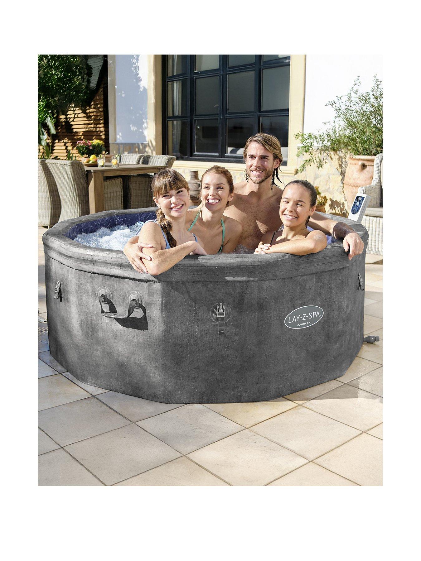 Lay-Z-Spa Carrara ThermaCore UltraFit Smart AirJet 6 Grey Stone Round ...