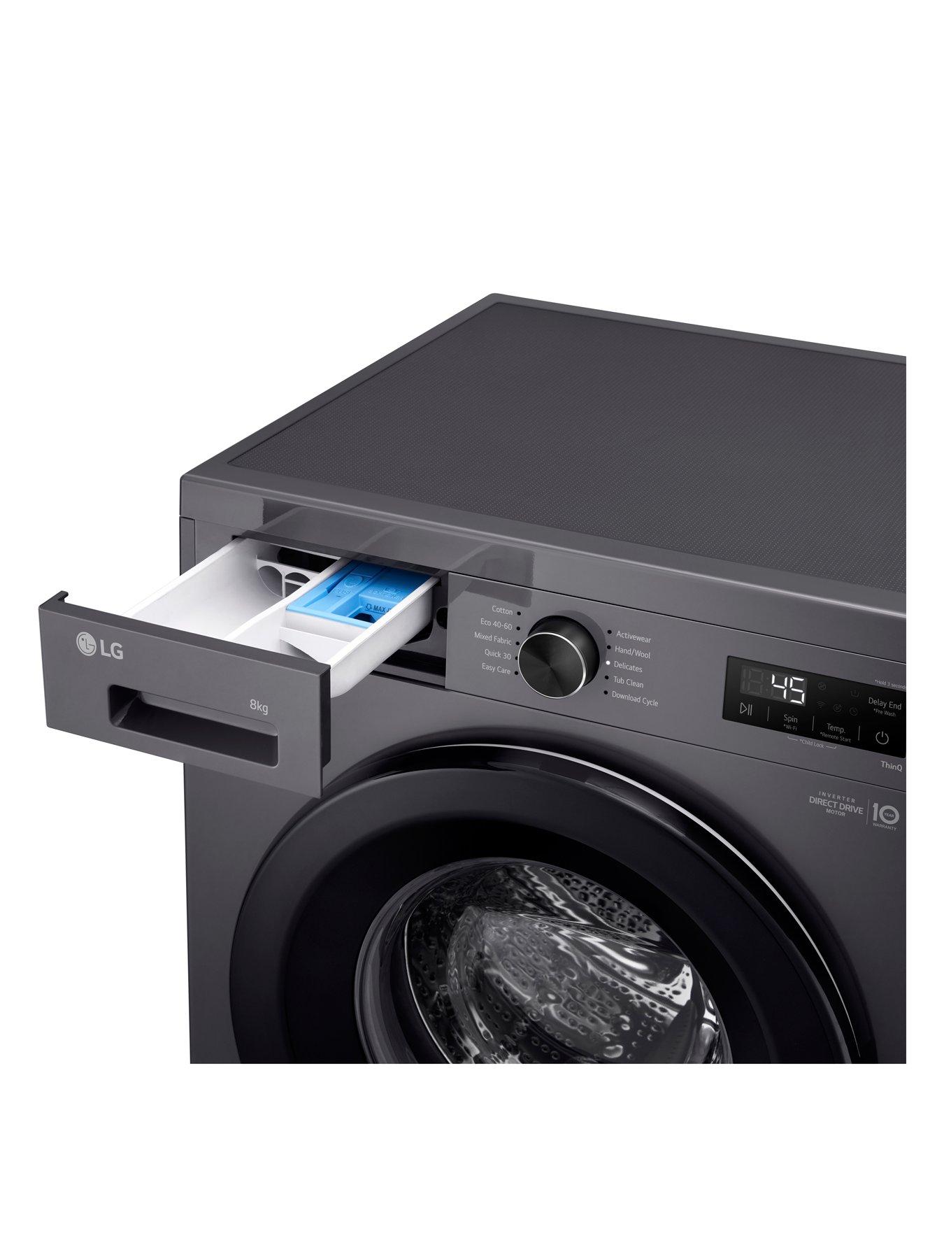 LG F4X1008NMK 8kg Load, 1400 Spin Washing Machine - Slate Grey | Very