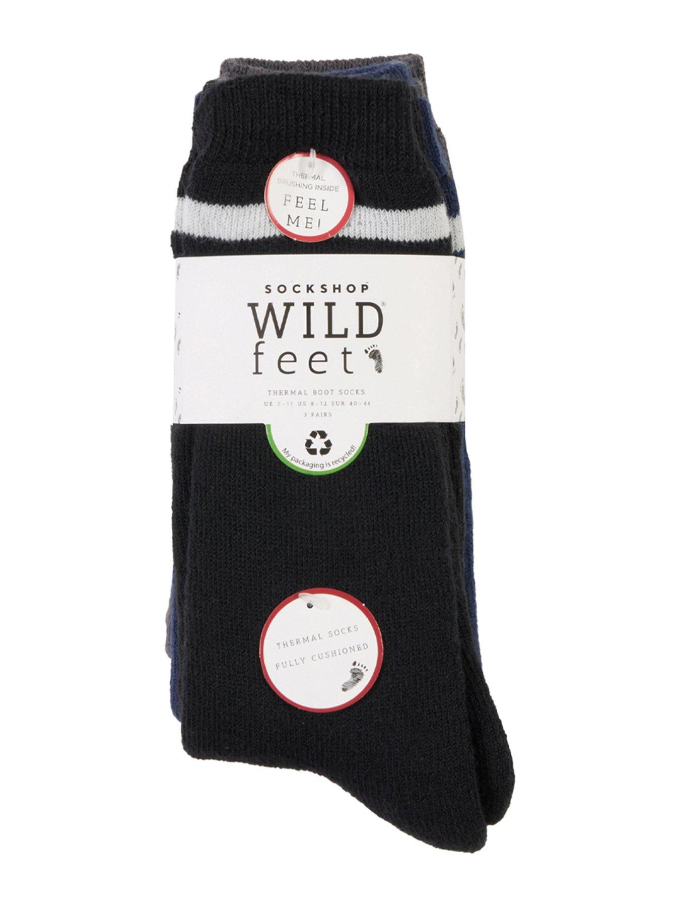 Wild Feet Wild Feet3 Pack Brushed Thermal Boot Crew Socks - Multi | Very