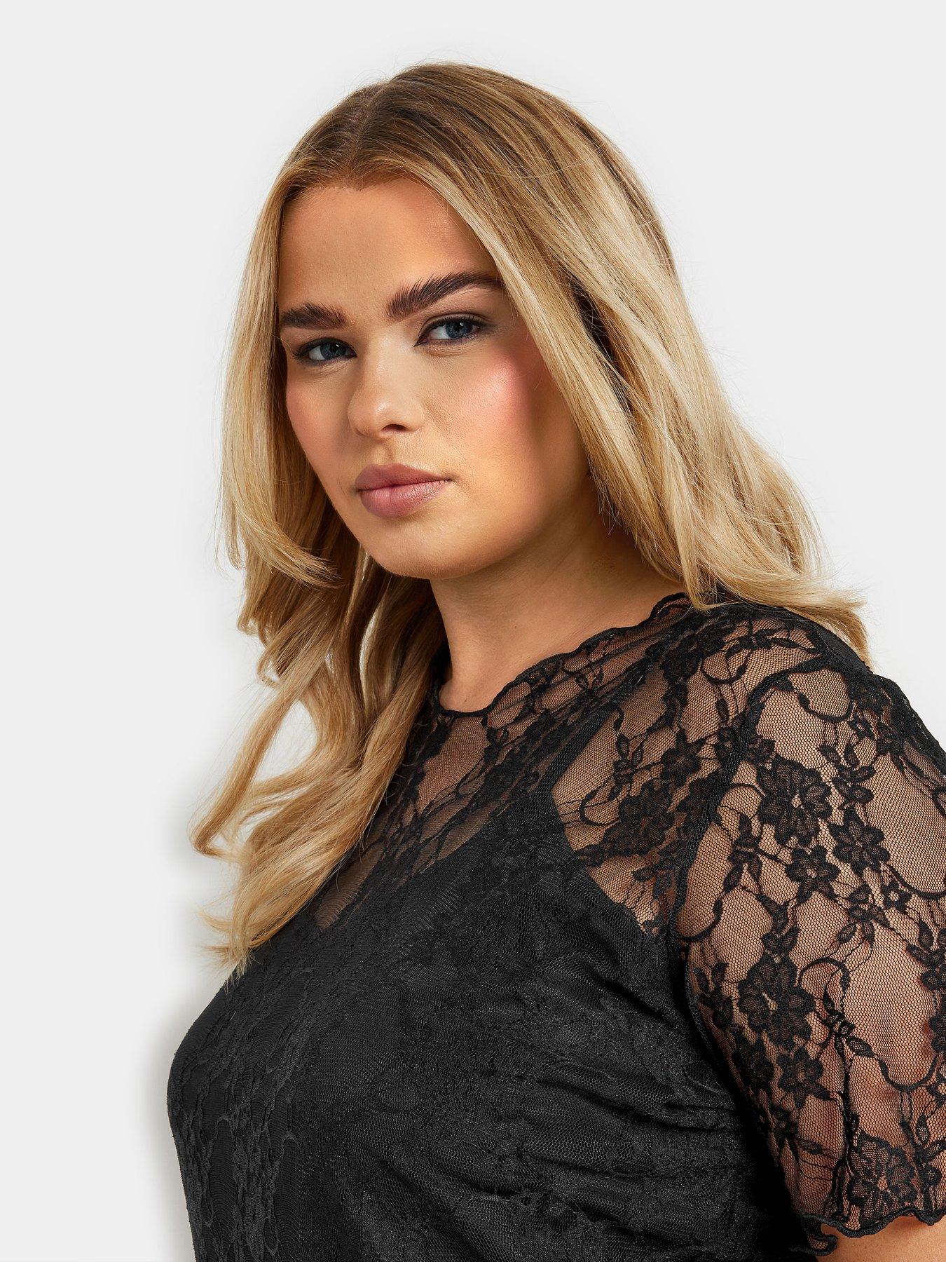 Yours Curve Lace Throw On Top - Black | Very.co.uk