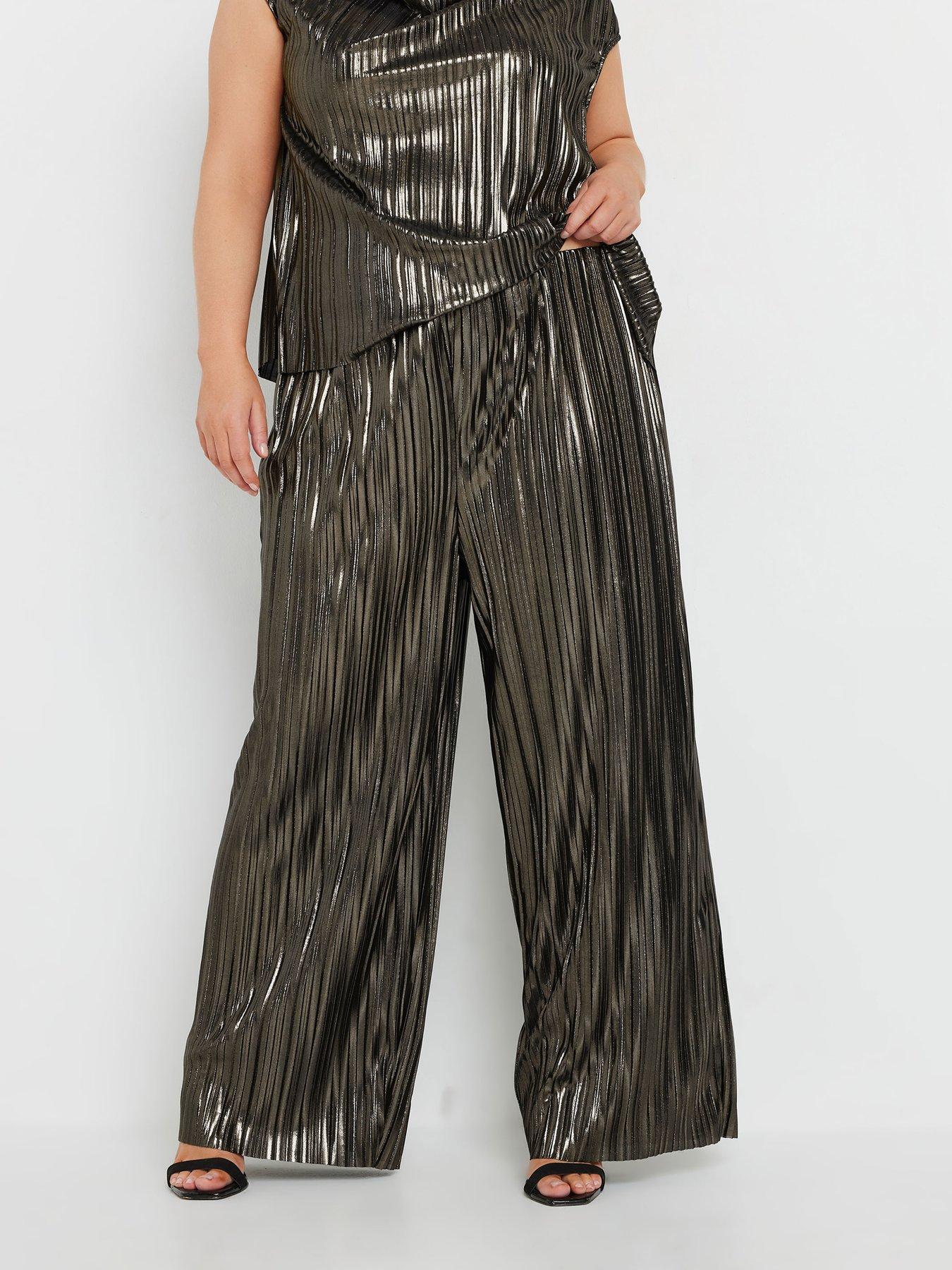Yours Curv Pleated Trouser - Gold | Very.co.uk