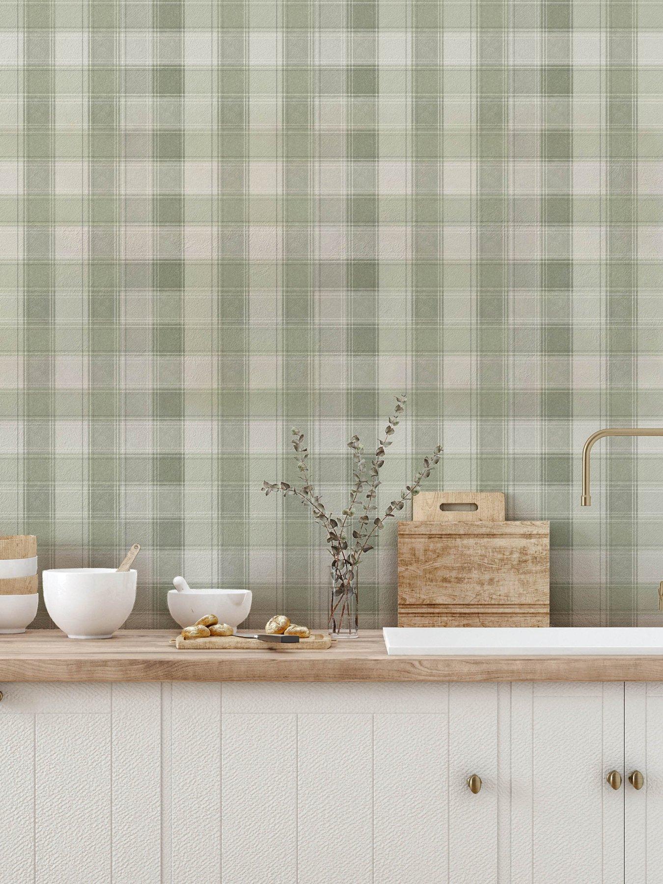 ARTHOUSE Country Check Sage Wallpaper | Very