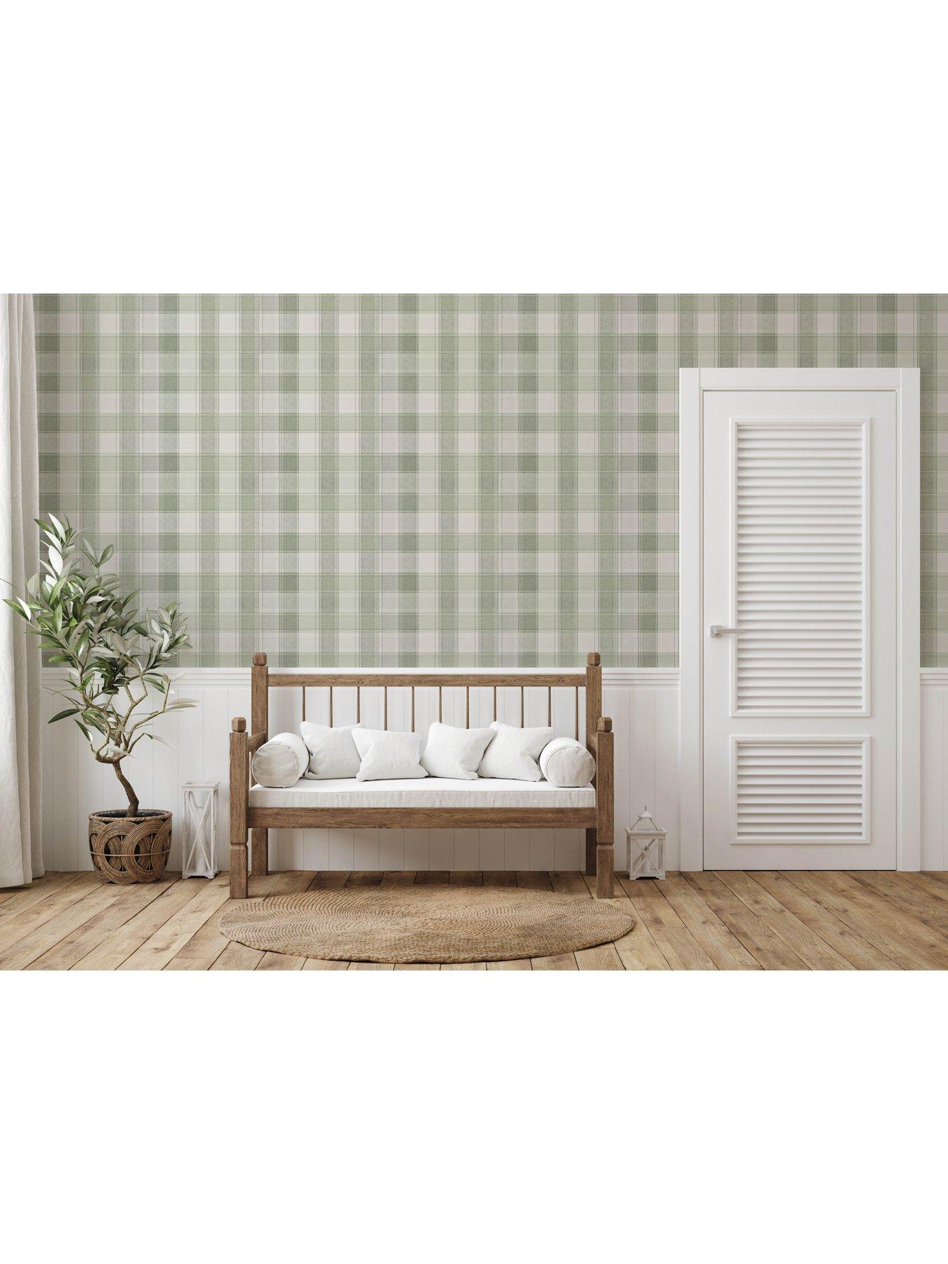 ARTHOUSE Country Check Sage Wallpaper | Very