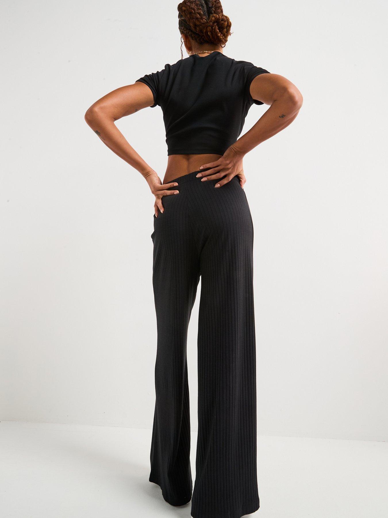adidas Originals Womens Essentials Wide Rib Pants - Black | Very