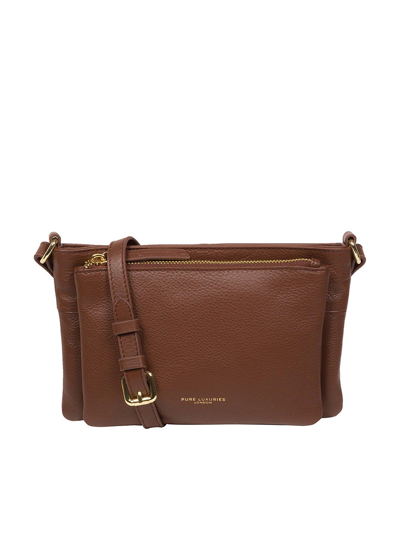 Pure Luxuries London Jess Dark Tan Nappa Leather Cross Body Bag | Very