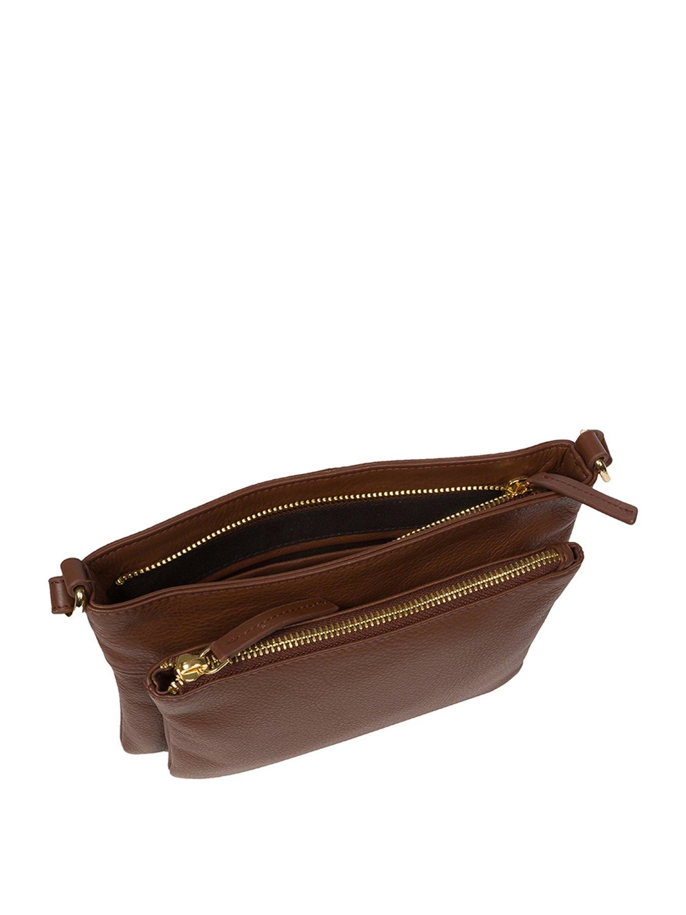 Pure Luxuries London Jess Dark Tan Nappa Leather Cross Body Bag | Very