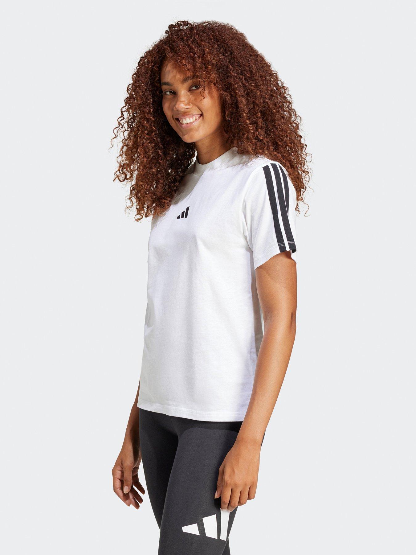 adidas Sportswear Womens Essentials 3-Stripes Cotton T-Shirt - White | Very