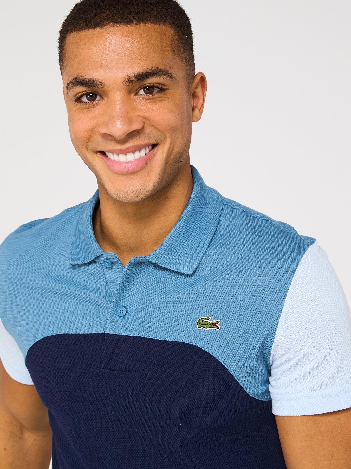Lacoste Regular Fit L1212 Colourblock Pique Polo Shirt - Blue | Very