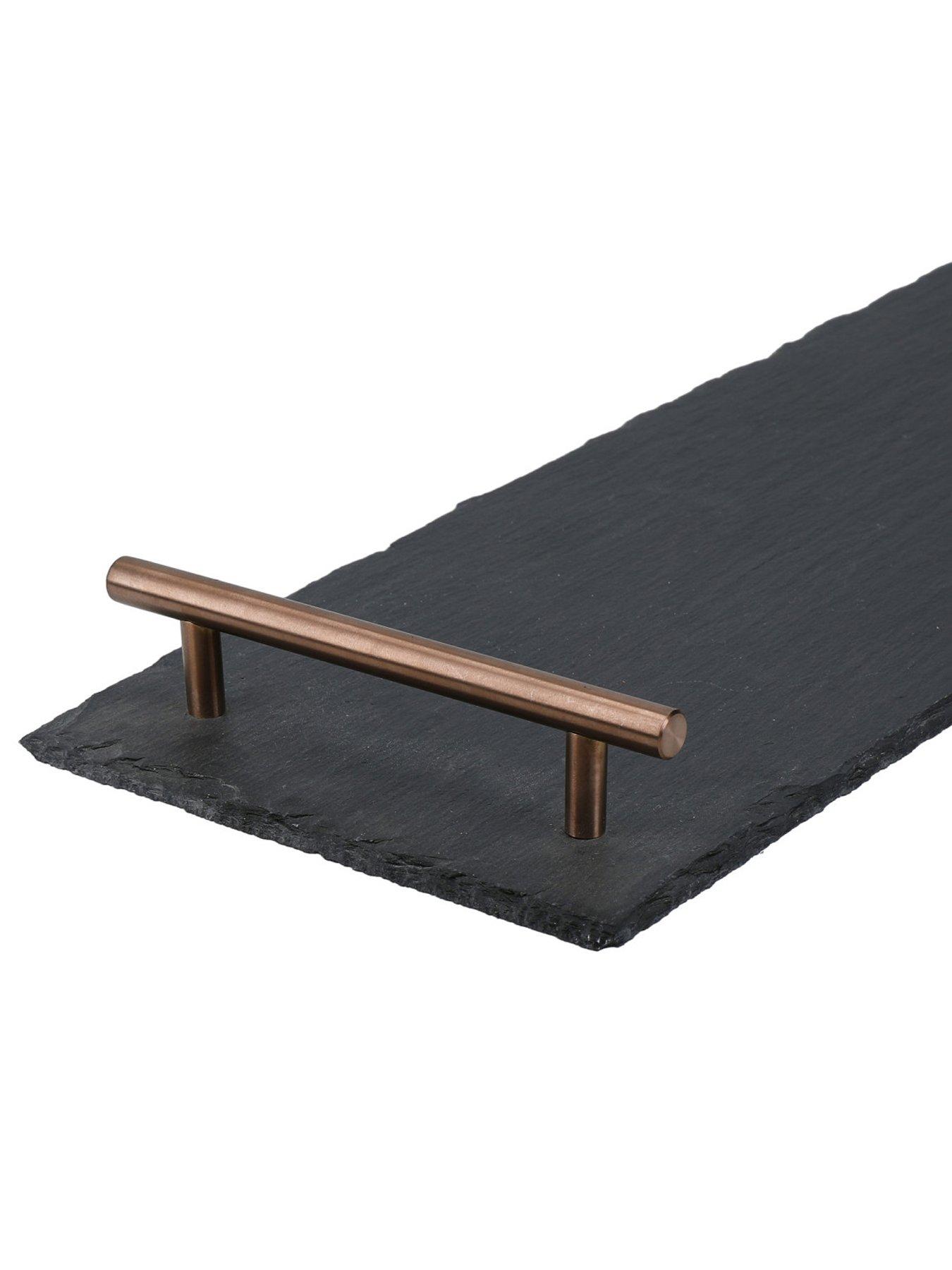 Artesa Artes Slate Serving Platter With Copper Coloured Handles, 60cm X ...
