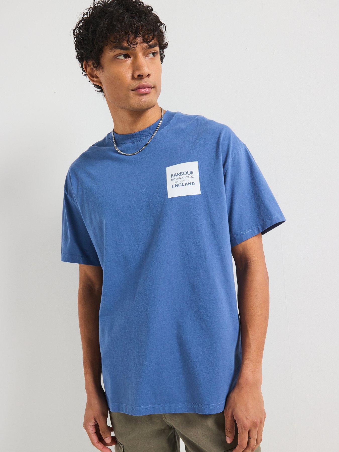 Barbour International Micro Block Oversized Back Hit T-Shirt - Blue | Very