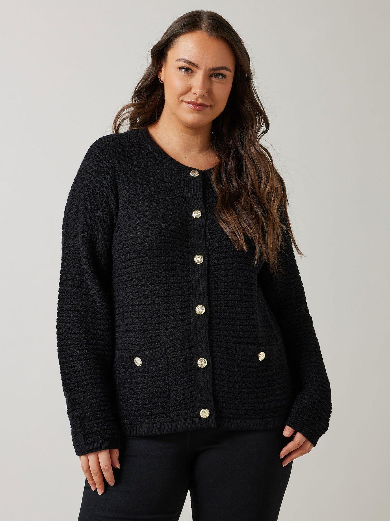 Evans Button Detail Cardigan - Black | Very