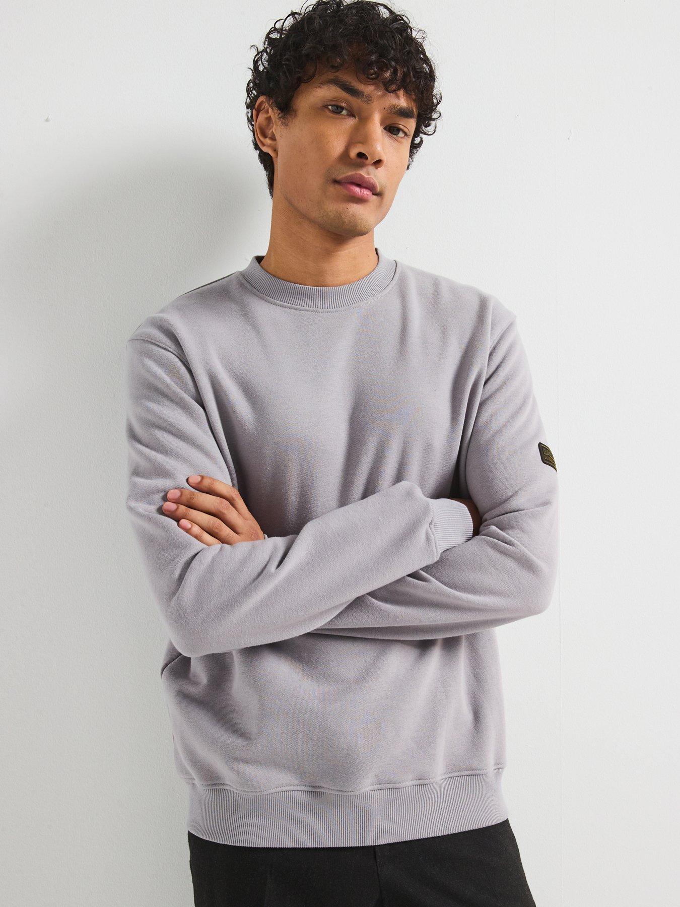 Barbour International Outline Badge Crew Sweat - Light Grey | Very