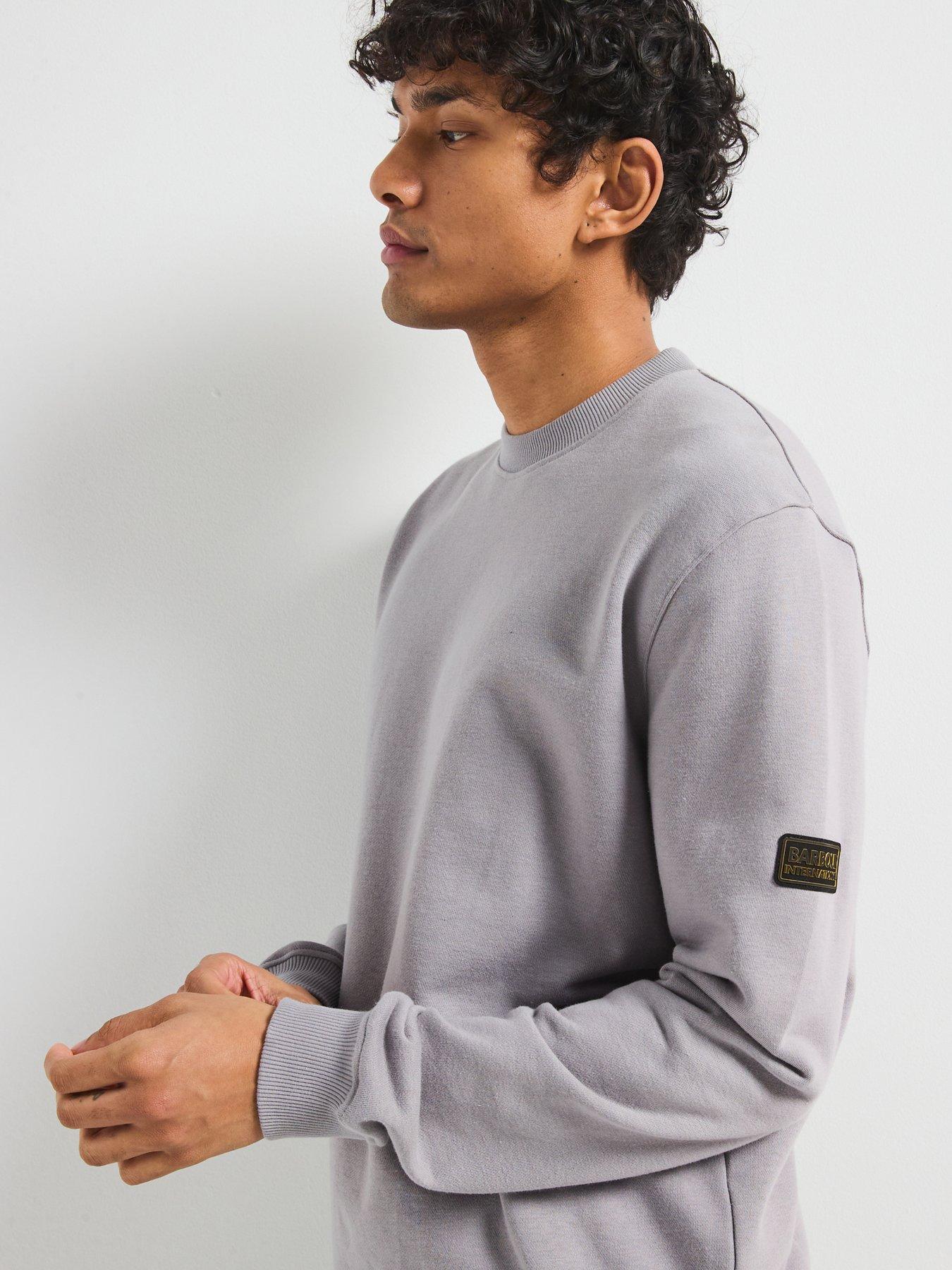 Barbour International Outline Badge Crew Sweat - Light Grey | Very