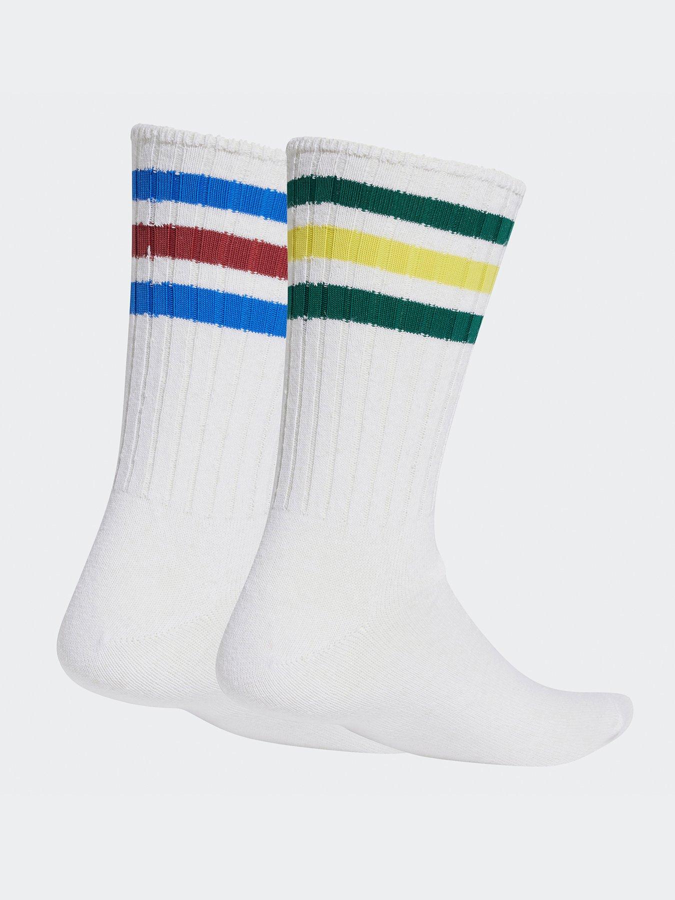 adidas Originals Mens Ribbed Crew Socks 2 Pairs - White | Very