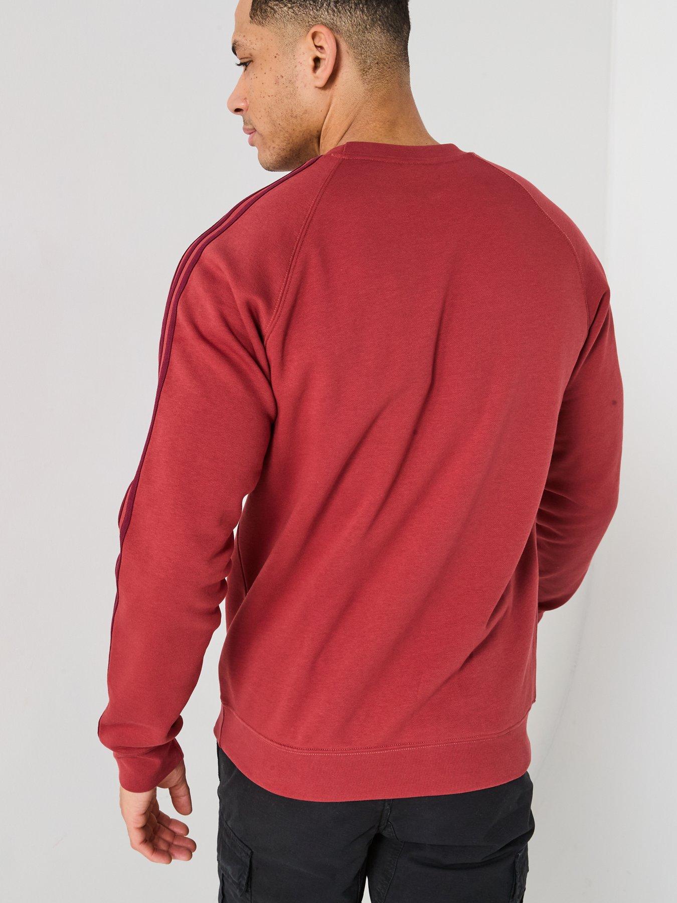 adidas Originals Mens 3-Stripe Crew Sweat - Red | Very