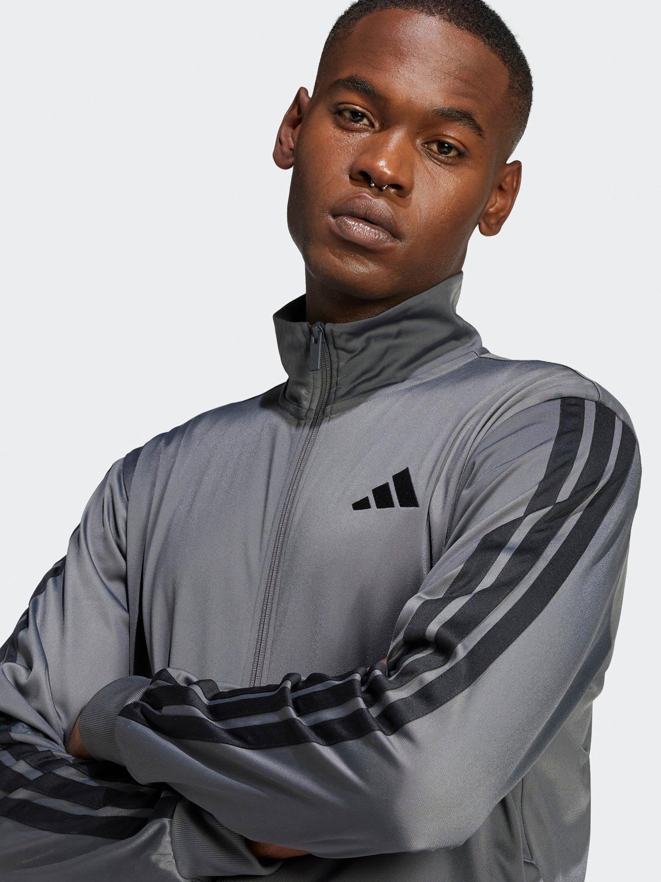 adidas Sportswear Mens 3-Stripe Tricot Regular Track Jacket - Dark Grey ...