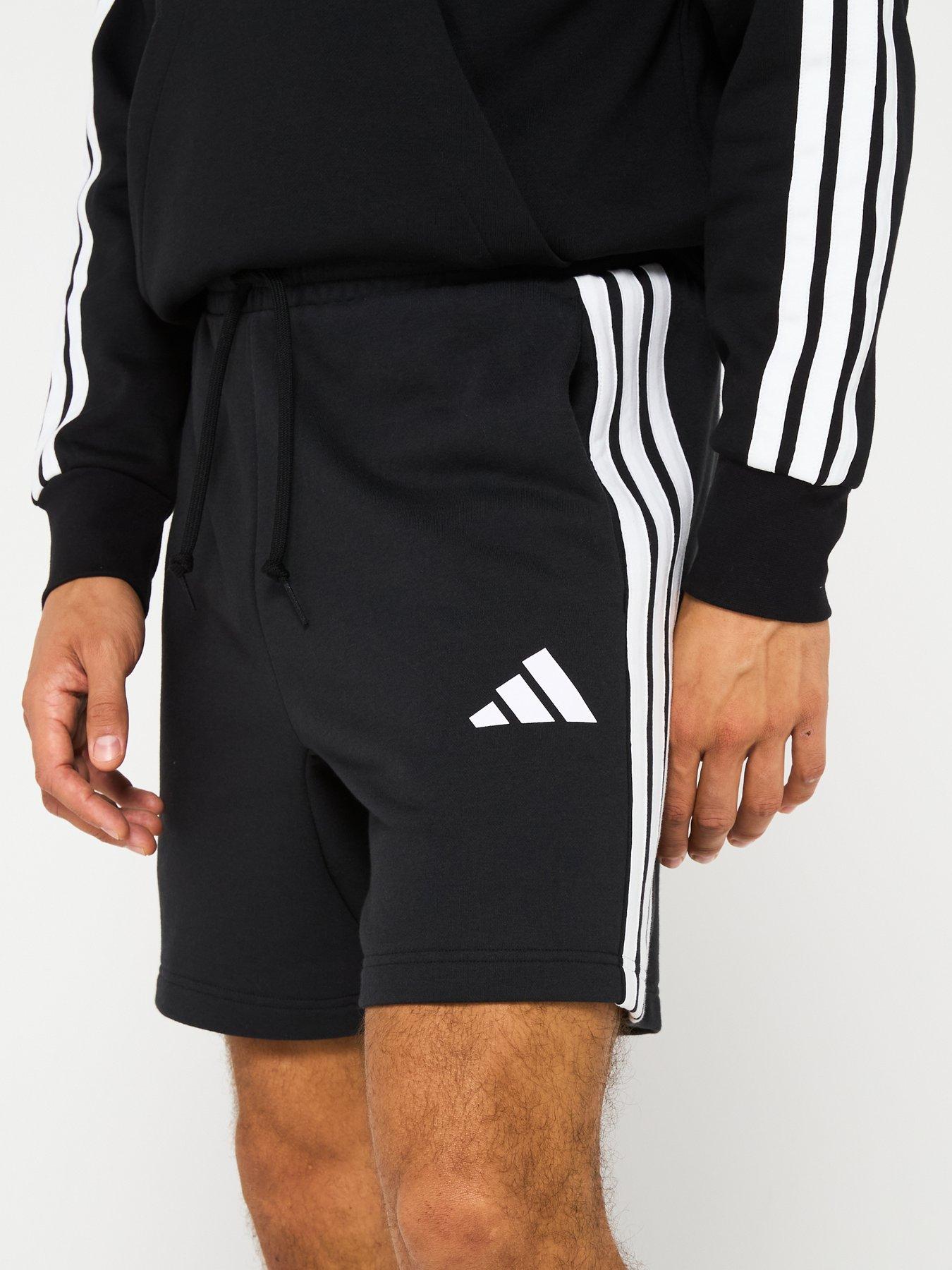 adidas Sportswear Mens Essential 3-Stripe French Terry Shorts - Black | Very