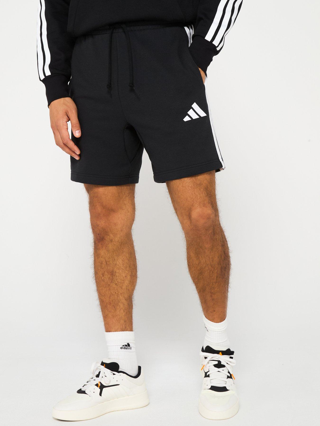 adidas Sportswear Mens Essential 3-Stripe French Terry Shorts - Black | Very