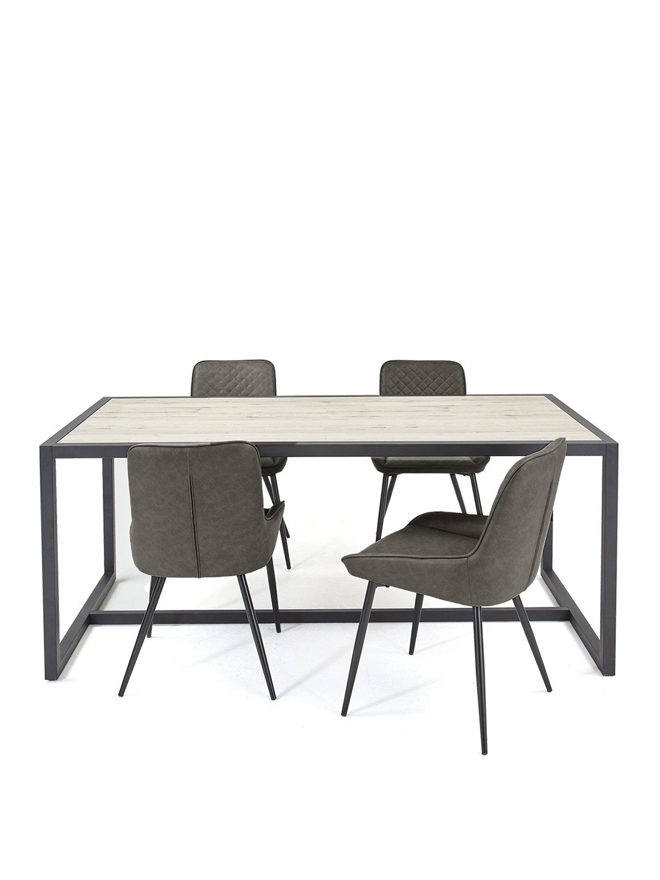 Very Home Harlem 180 cm Grey Dining Table + 4 Sorena Dark Grey Dining Chairs - FSC Certified | Very