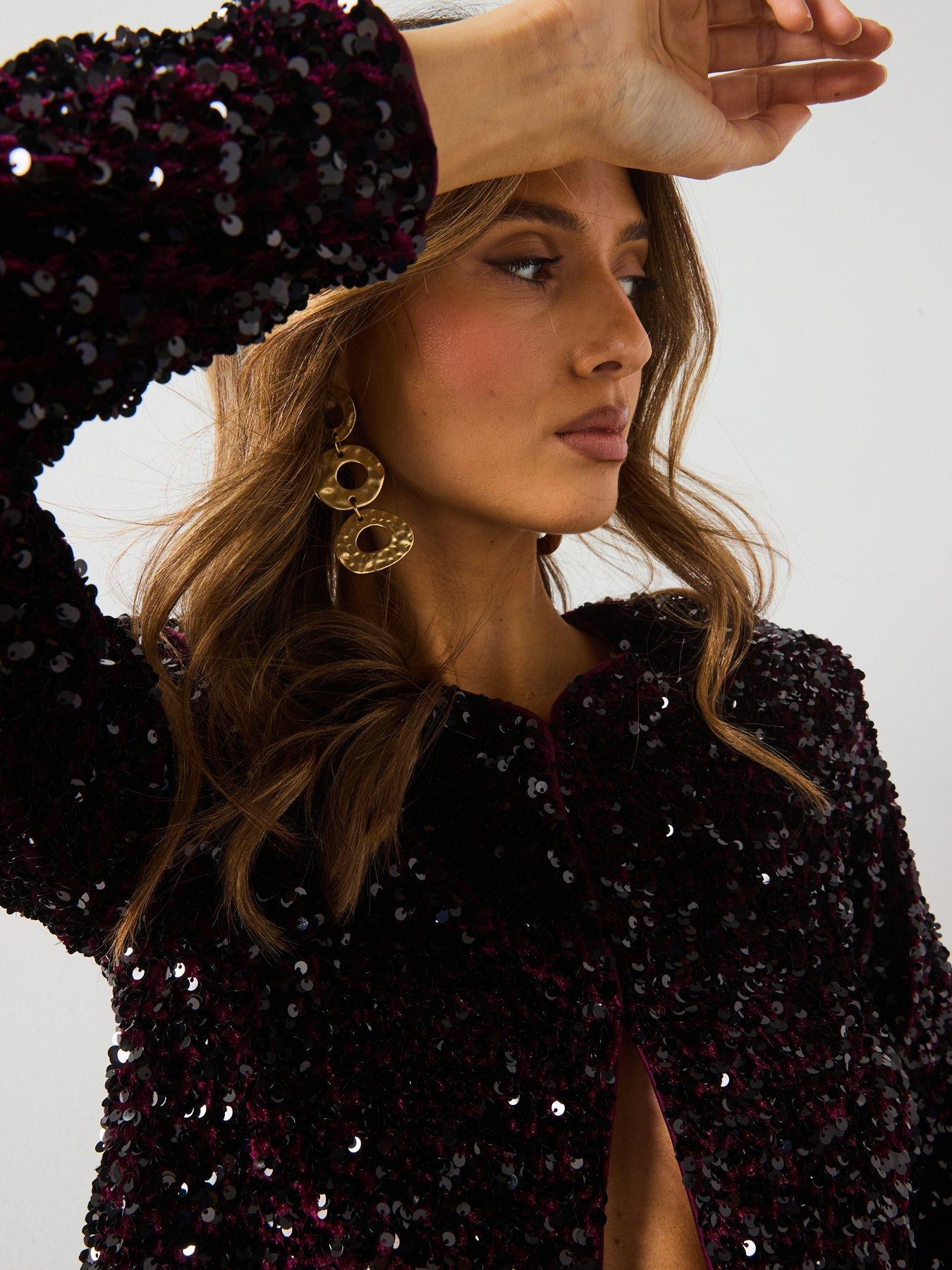Mango Sequin Jacket - Red | Very