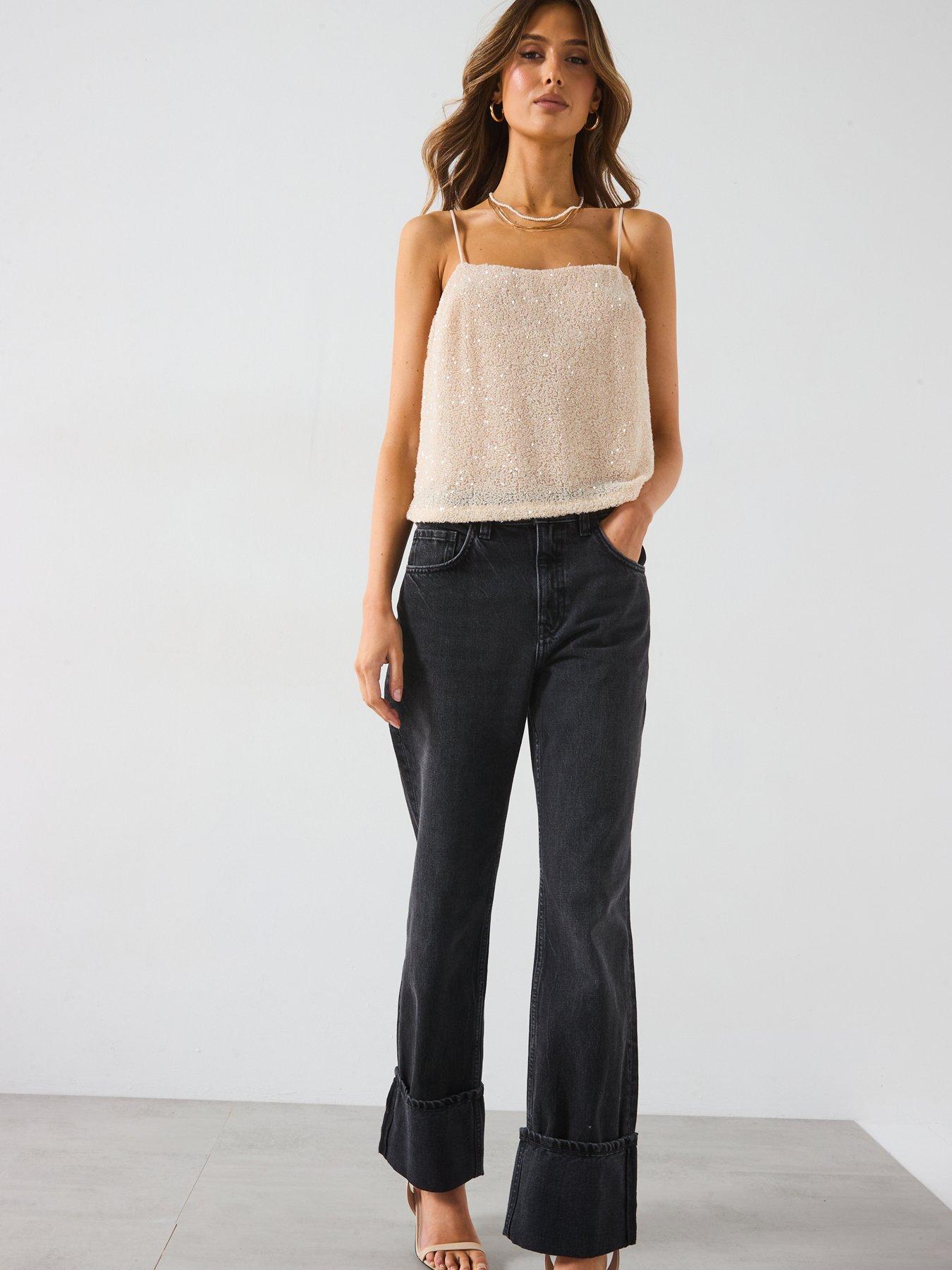 Mango Sequin Cami Top - Natural | Very