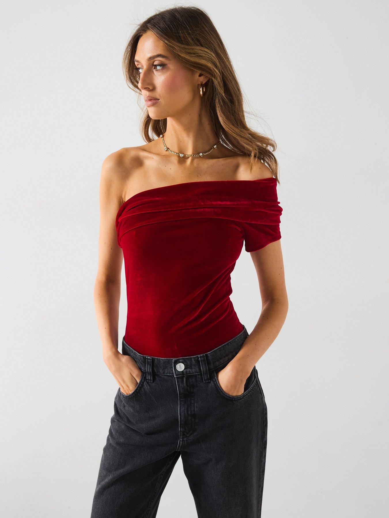 Mango Velvet Bodysuit - Red | Very
