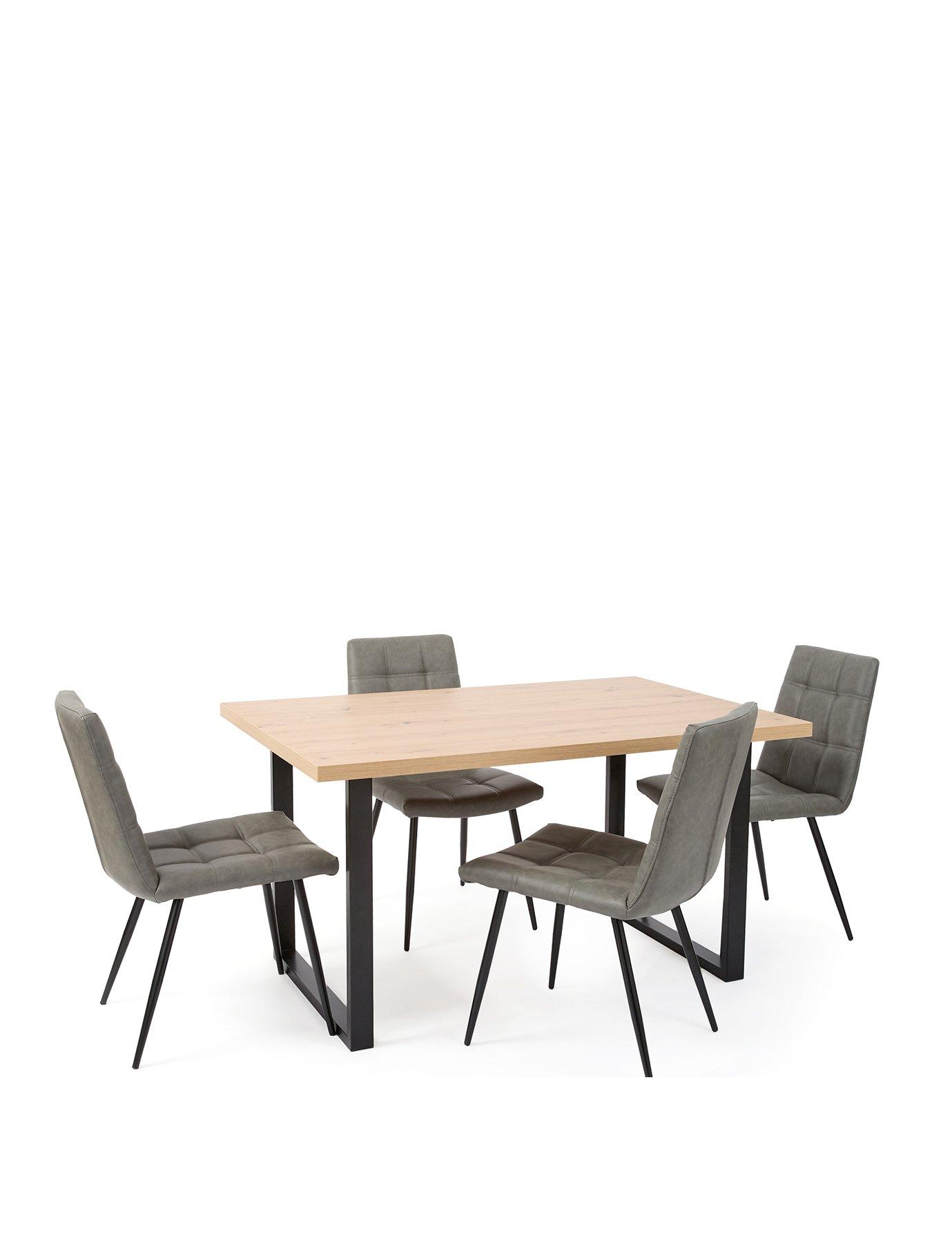 Very Home Burton 140 cm Dining Table + 4 Harlem Dining Chairs - Artisan ...