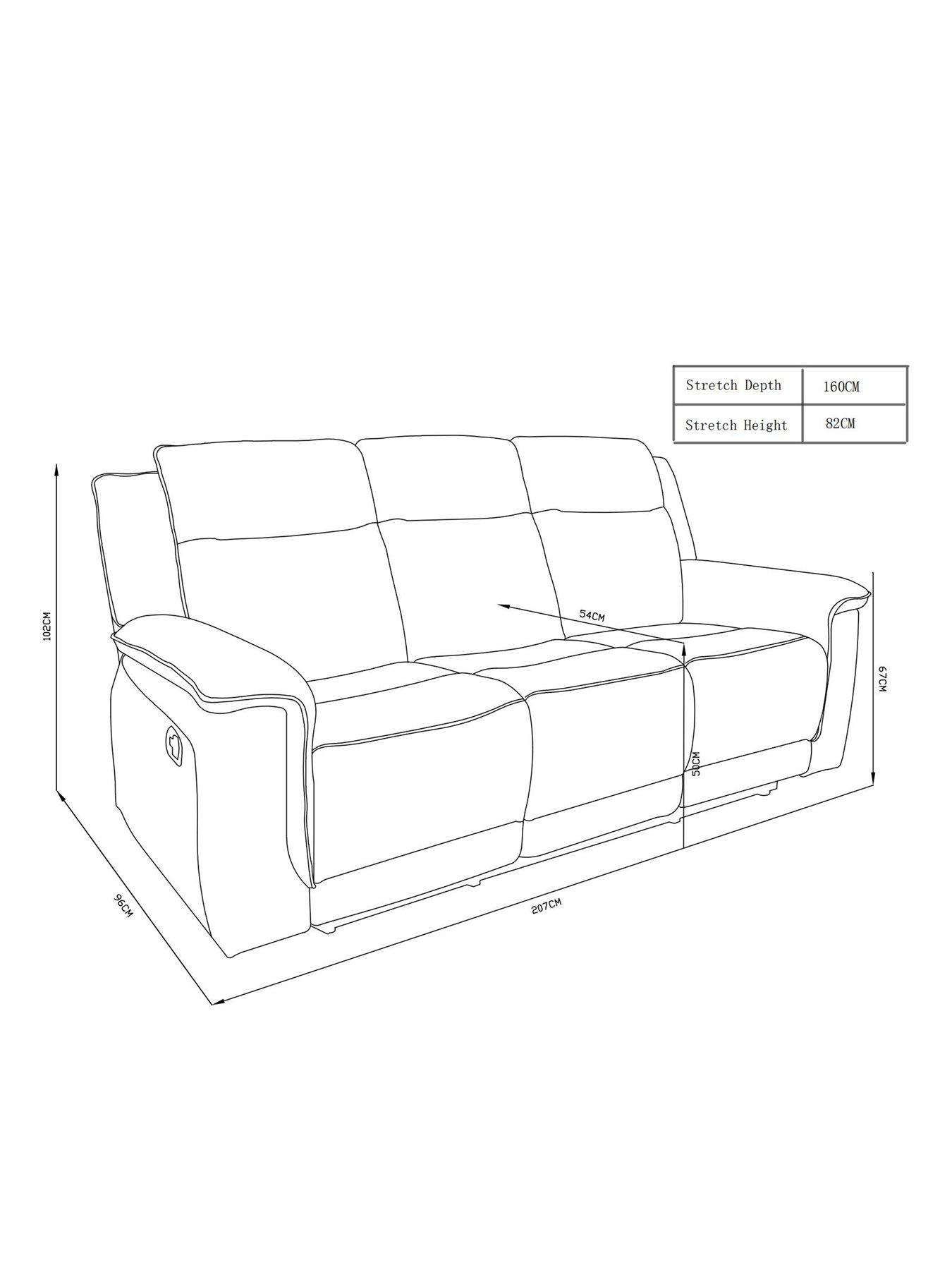 Very Home Miro 3 Seater Manual Fabric Recliner Sofa | Very