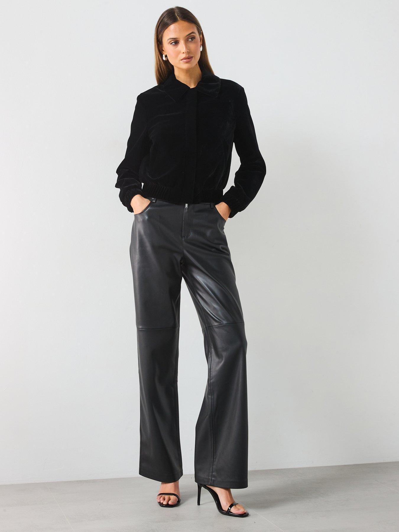 Mango Velvet Collared Bomber Jacket - Black | Very