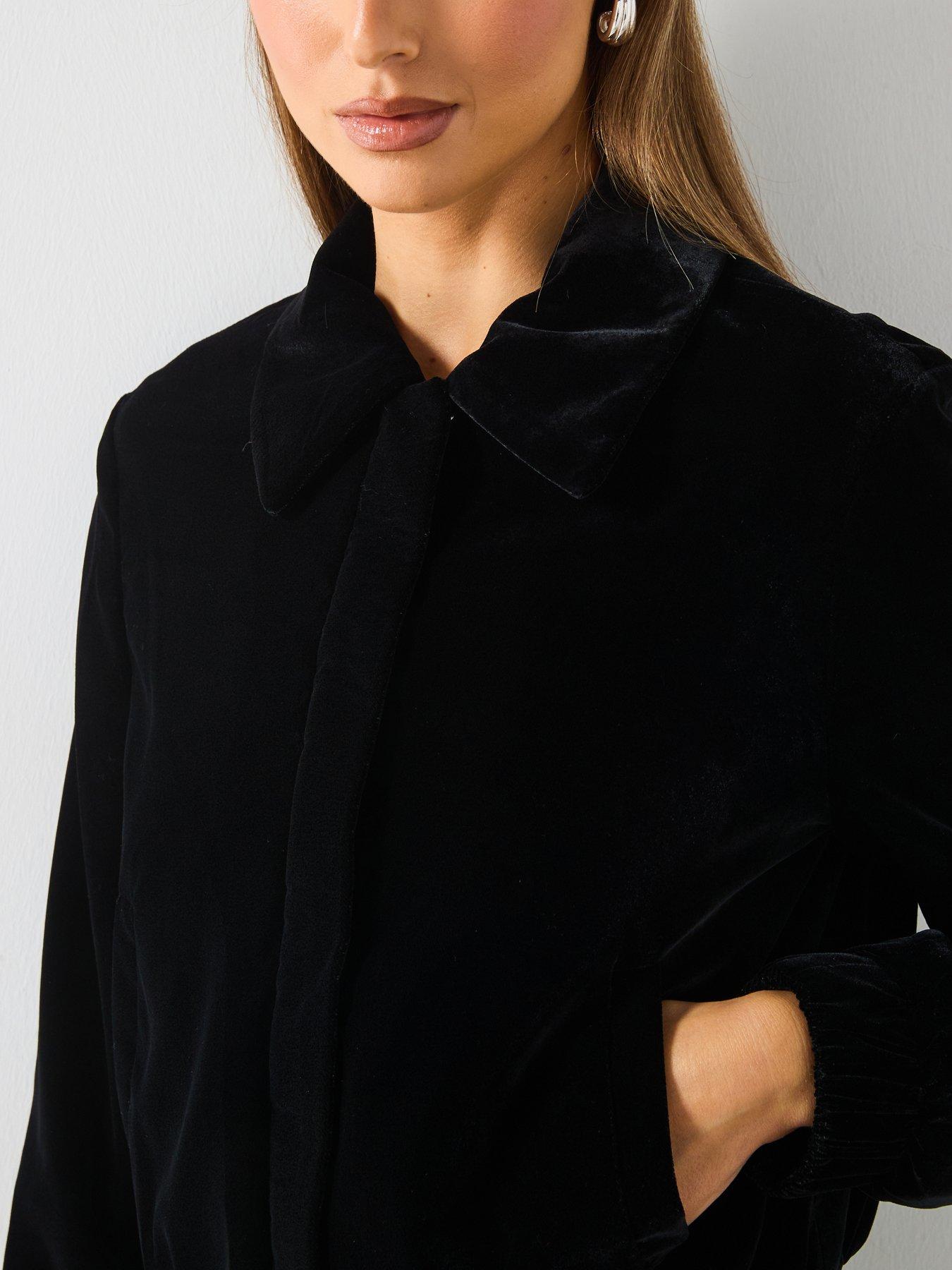 Mango Velvet Collared Bomber Jacket - Black | Very