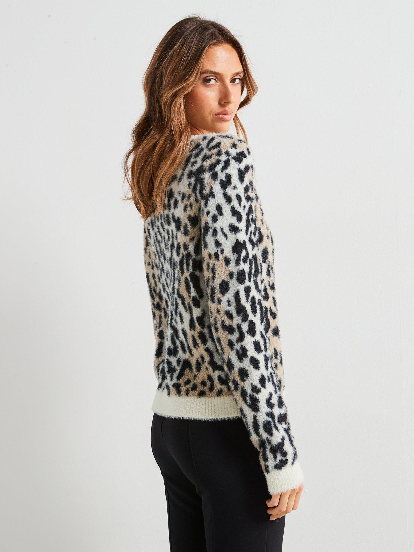 Mango Leopard Print Jumper - Cream - Black | Very