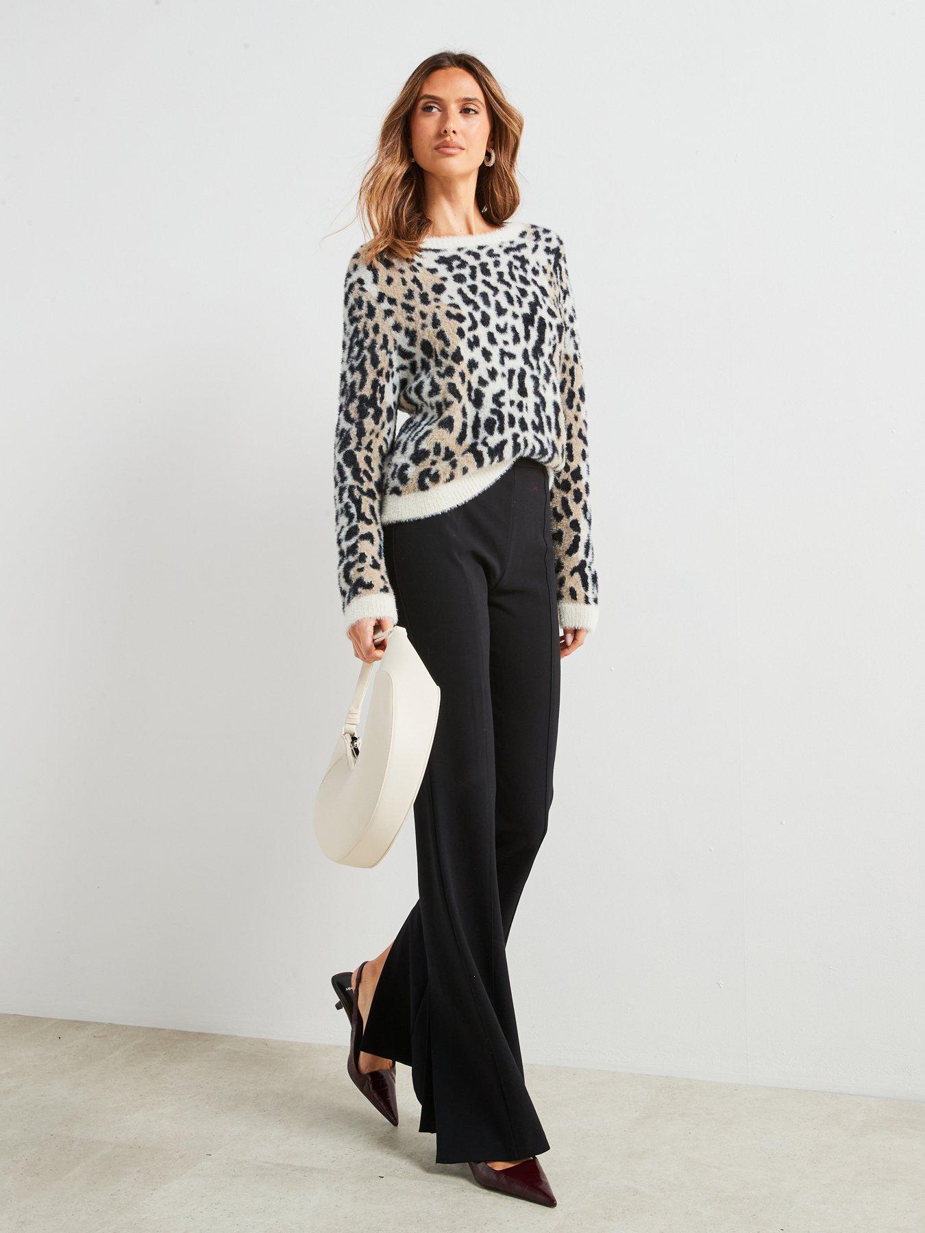 Mango Leopard Print Jumper - Cream - Black | Very