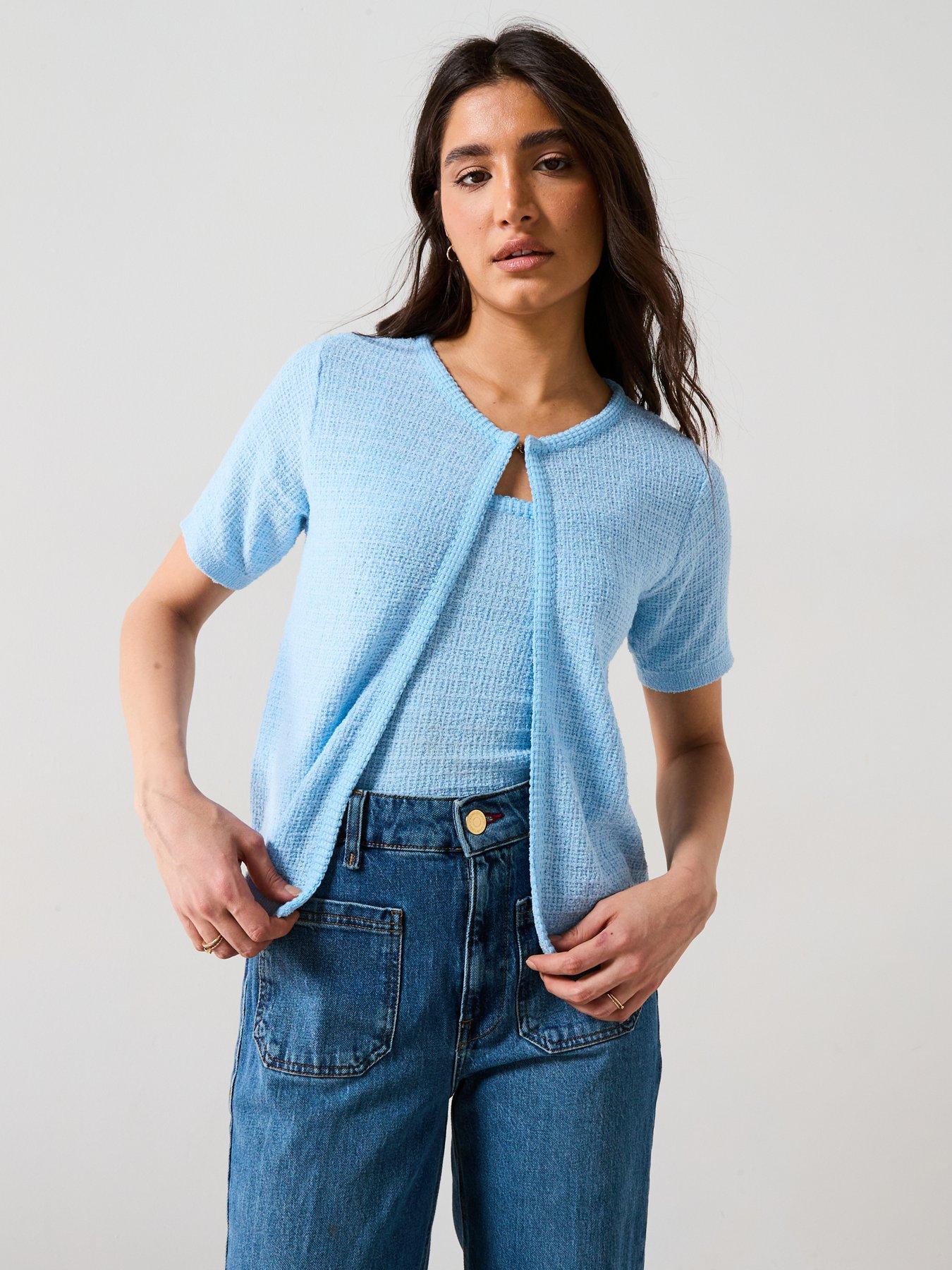 V by Very Knitted Check Cardigan Co-ord - Blue | Very